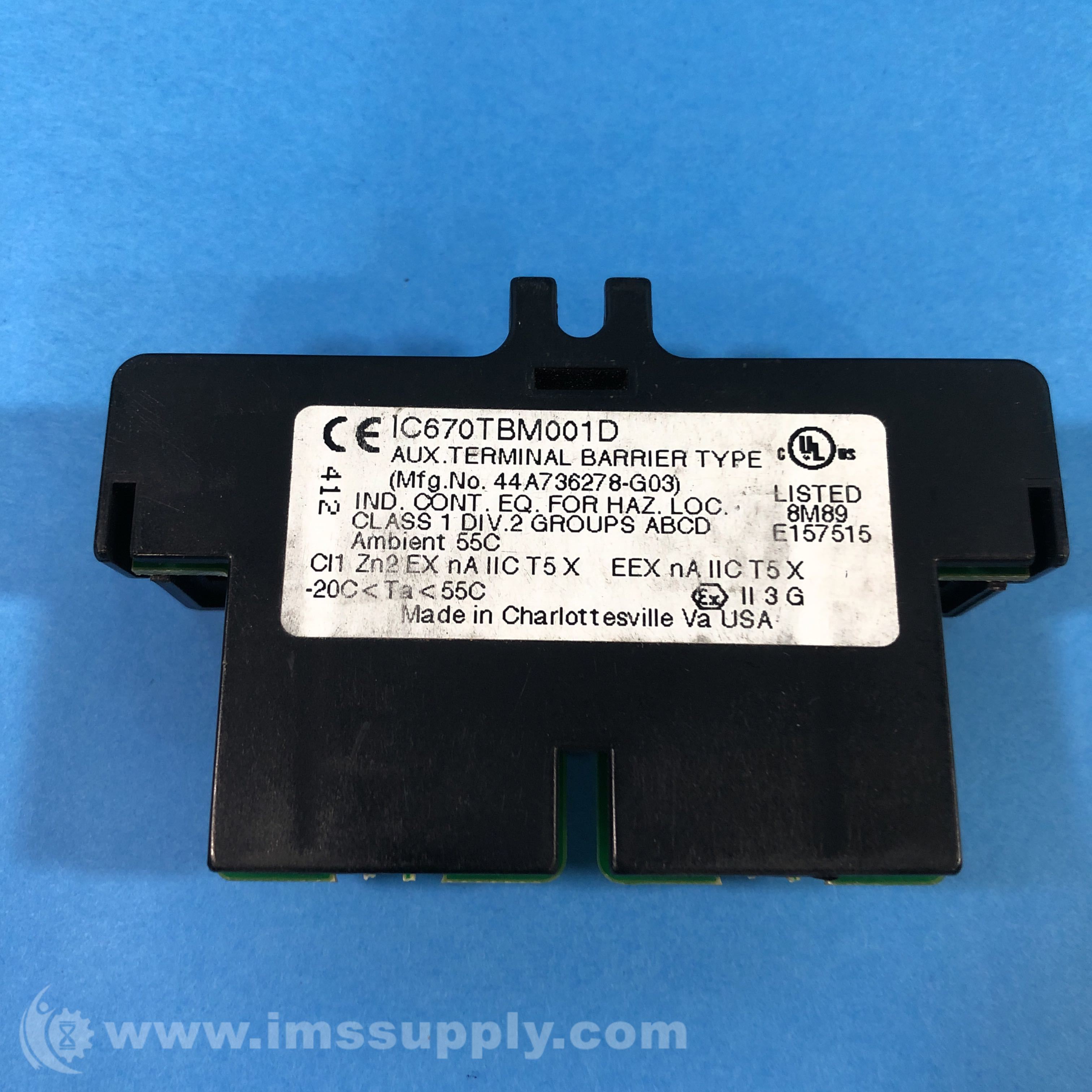 GE Fanuc IC670TBM001D Auxiliary Terminal Strip - IMS Supply