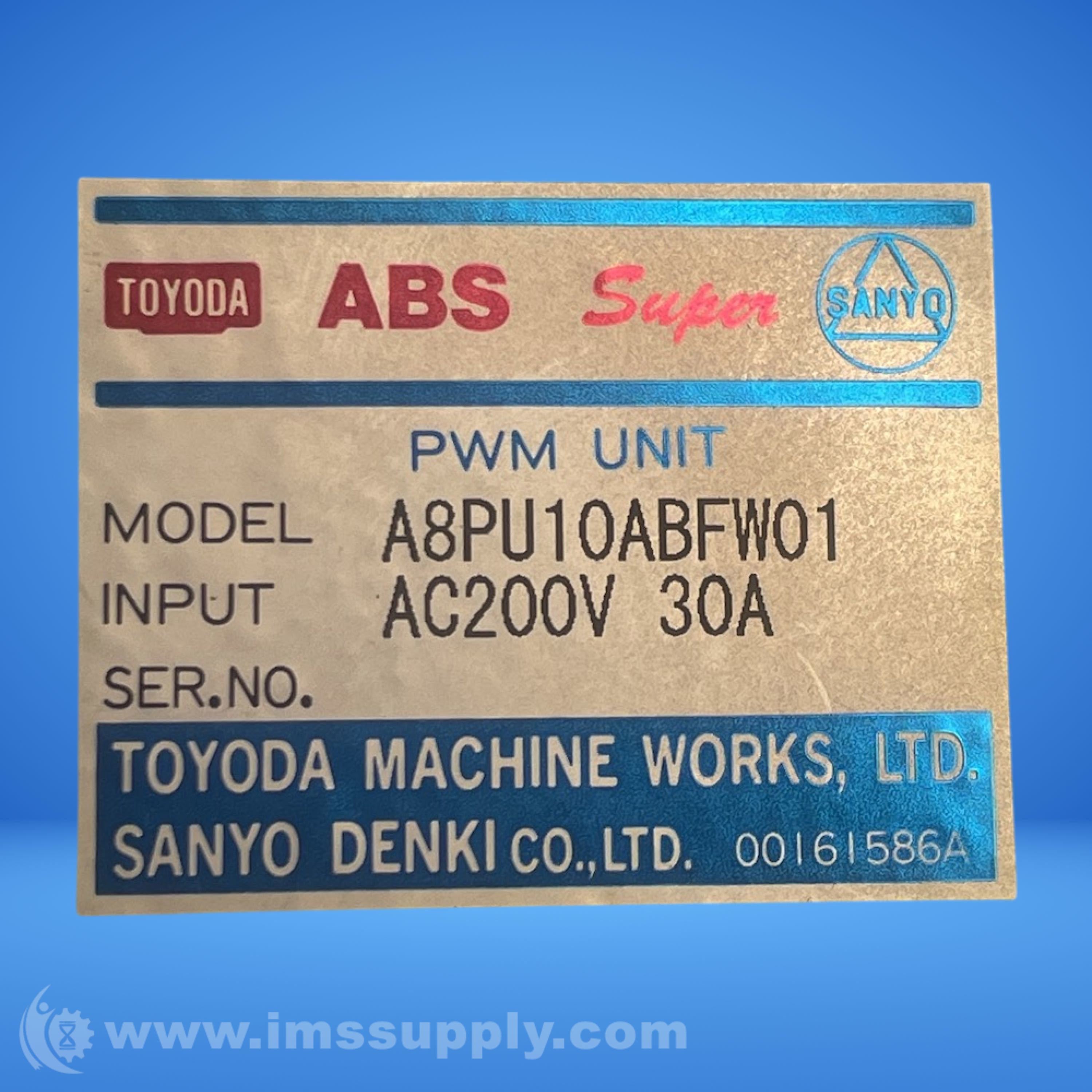 Sanyo Denki A8PU10ABFW01 ABS Super PWM Unit - IMS Supply