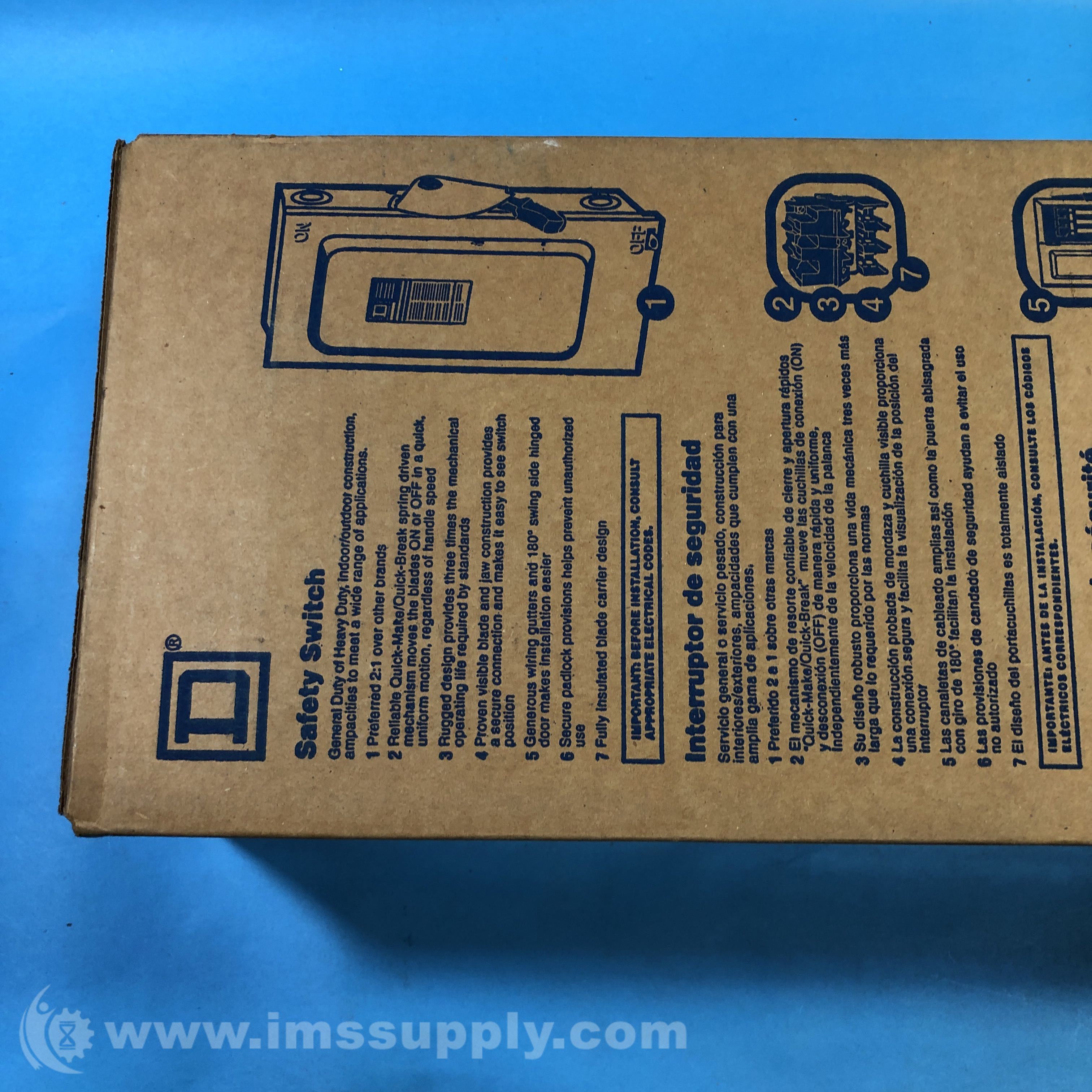 Square D HU361 Disconnect Safety Switch, Non-Fusible, NEMA 1, 30A - IMS ...