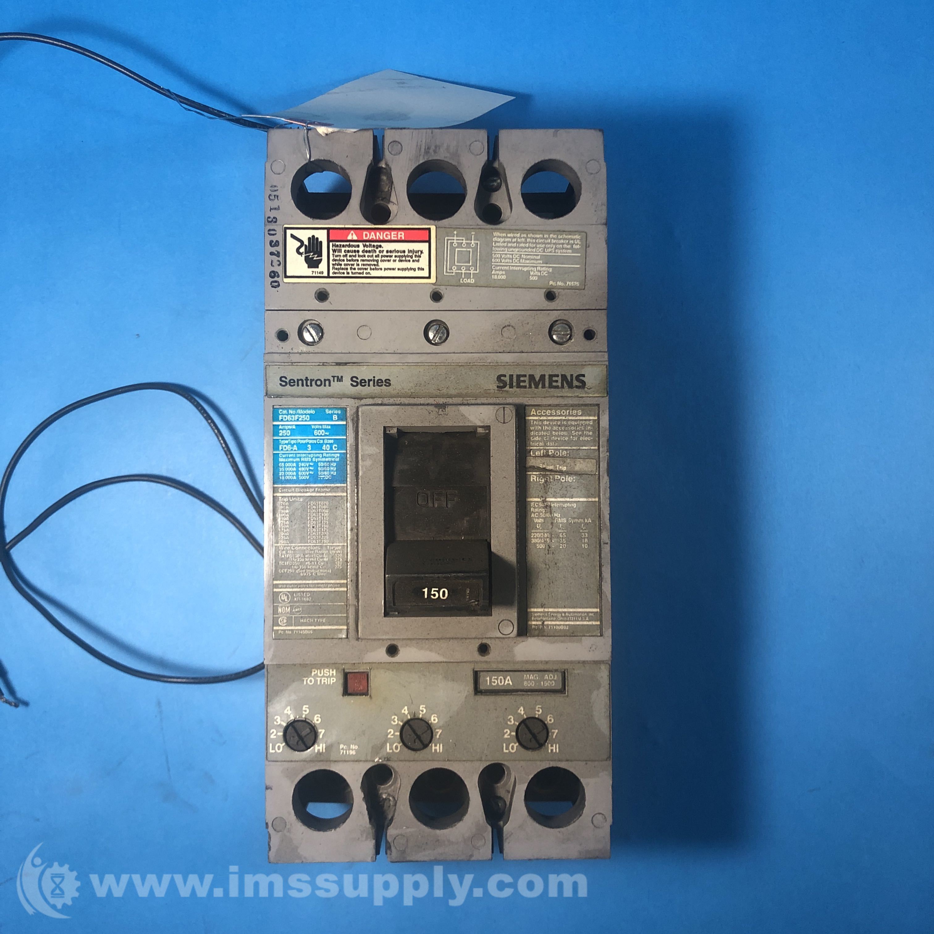 Siemens FD63F250 Molded Case Circuit Breaker - IMS Supply