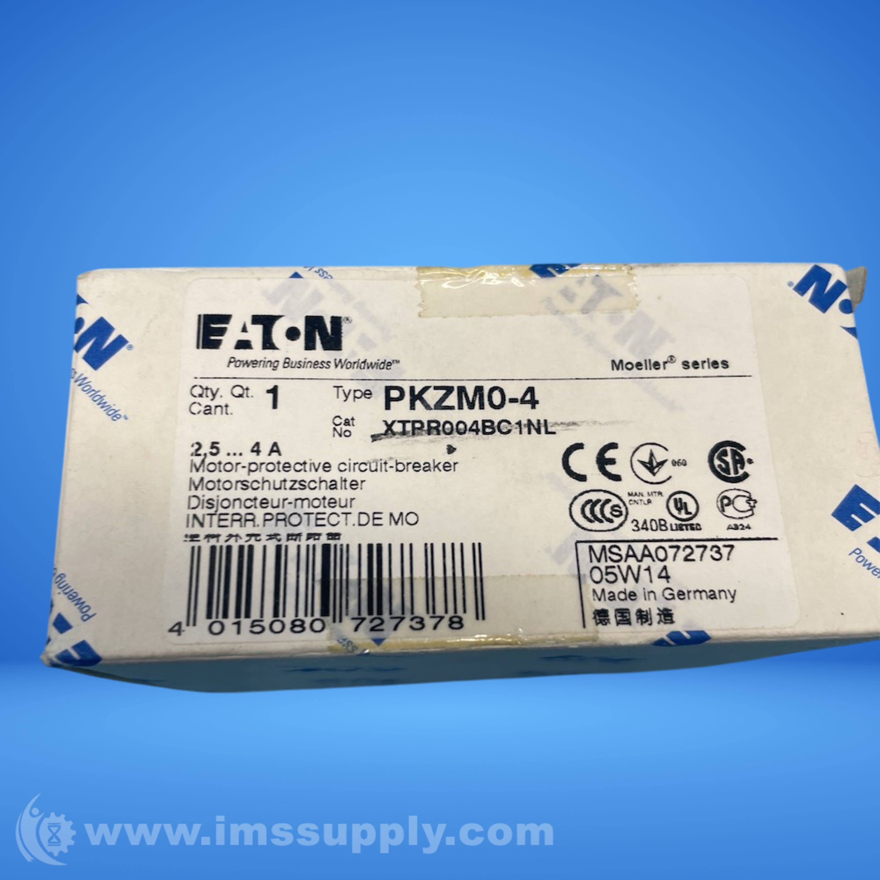 Eaton PKZM0-4 Motor Protection Circuit Breaker, 4A - IMS Supply