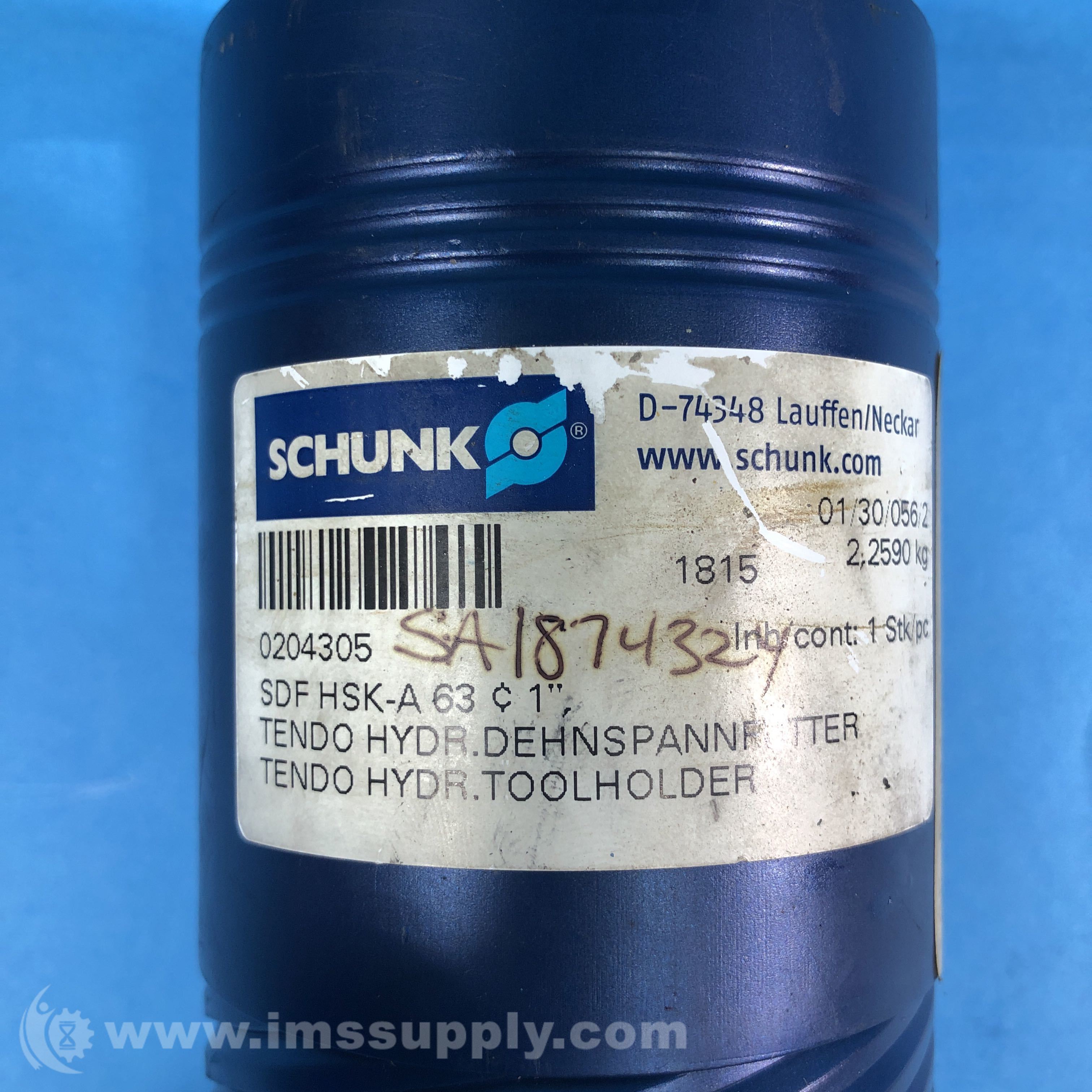 Schunk 204305 TENDO HSK-A63 Hydraulic Expansion Toolholder - IMS Supply