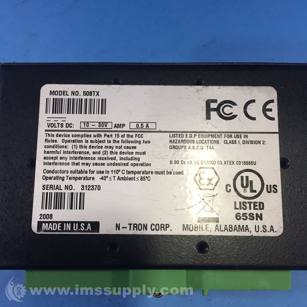 Red Lion Controls 508TX N-Tron Ethernet Switch, 8x10/100BaseTX - IMS Supply