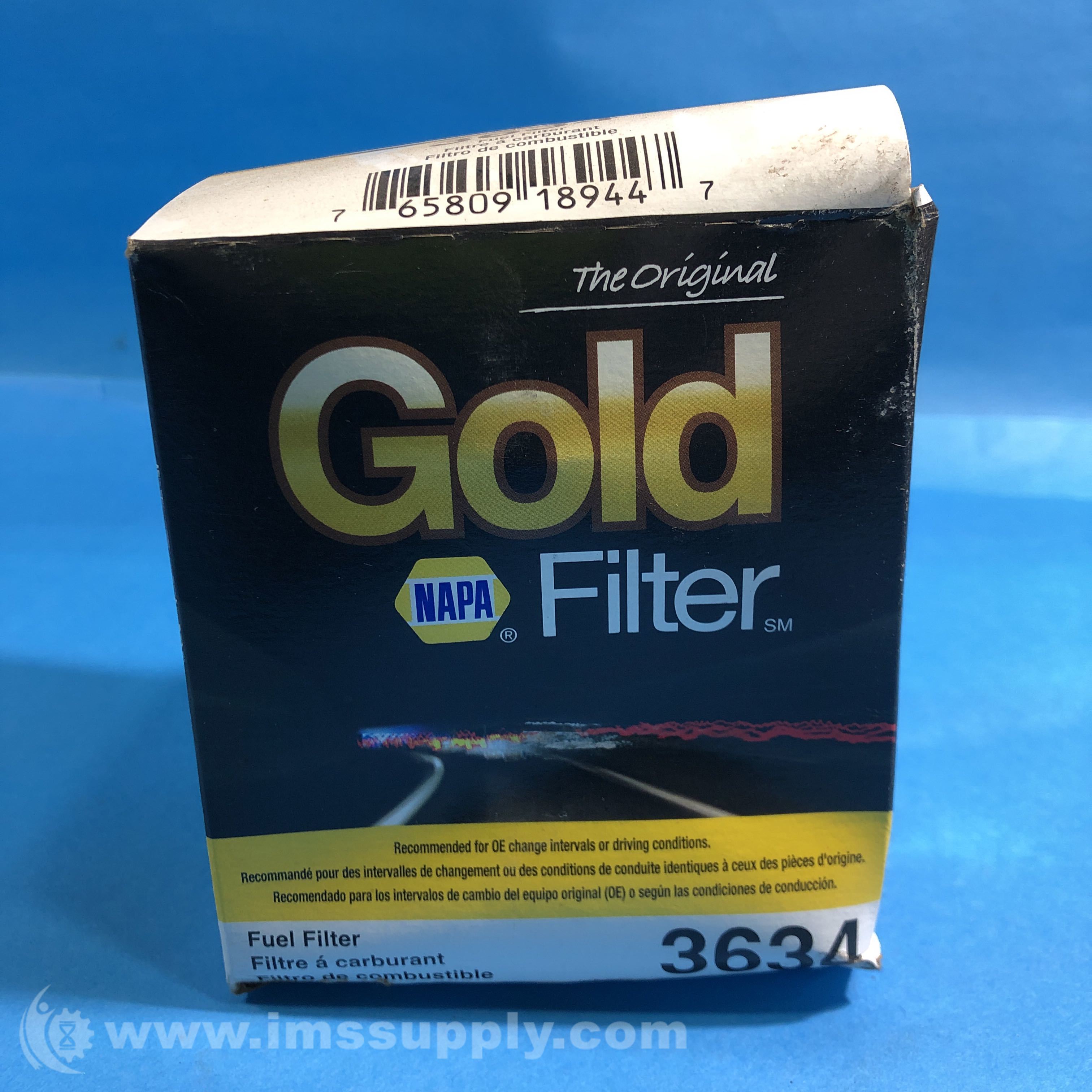 Napa 3634 Gold Cartridge Fuel Filter, 1.06 In ID, 3.61 In OD - IMS Supply