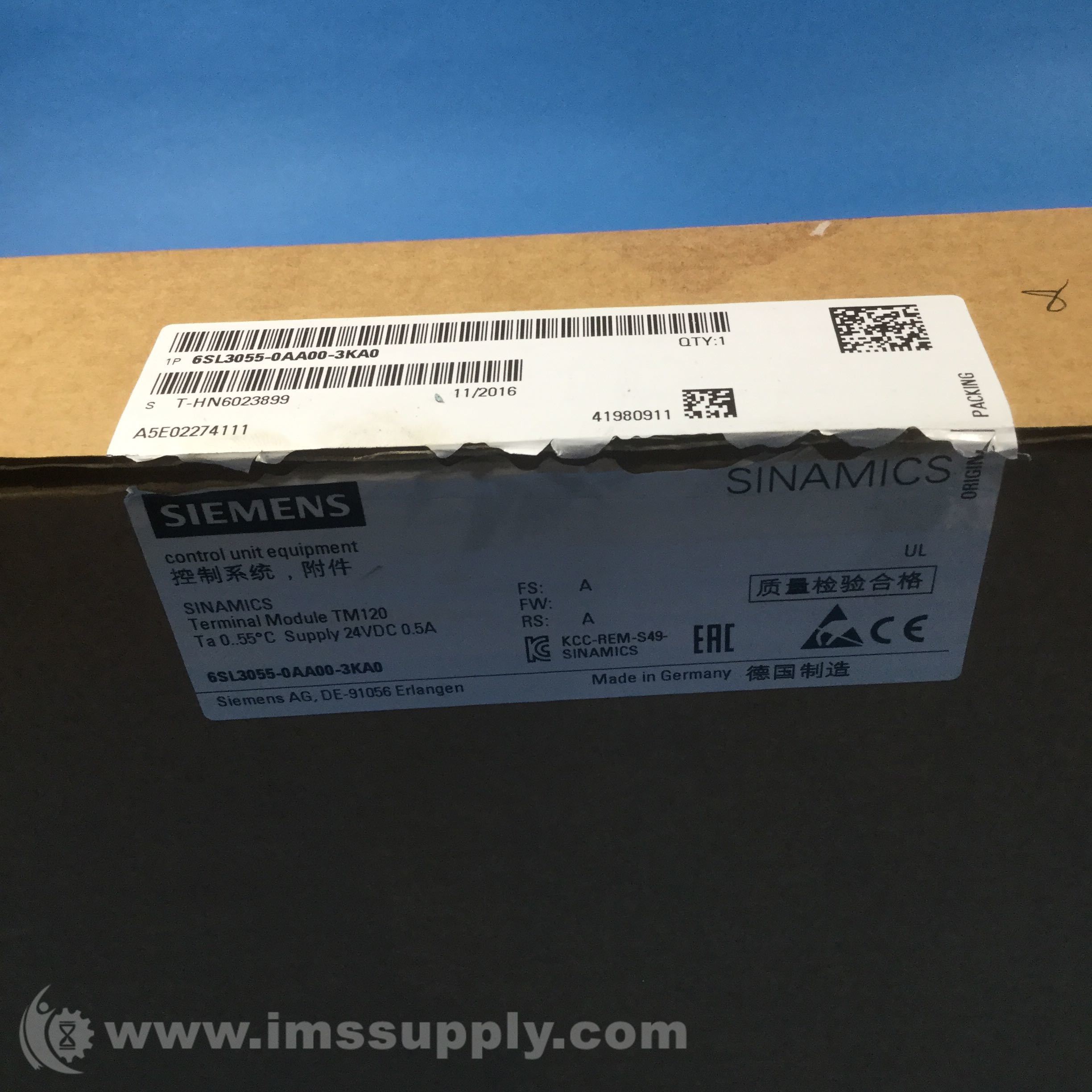 Siemens 6SL3055-0AA00-3KA0 Sinamics Terminal Module - IMS Supply