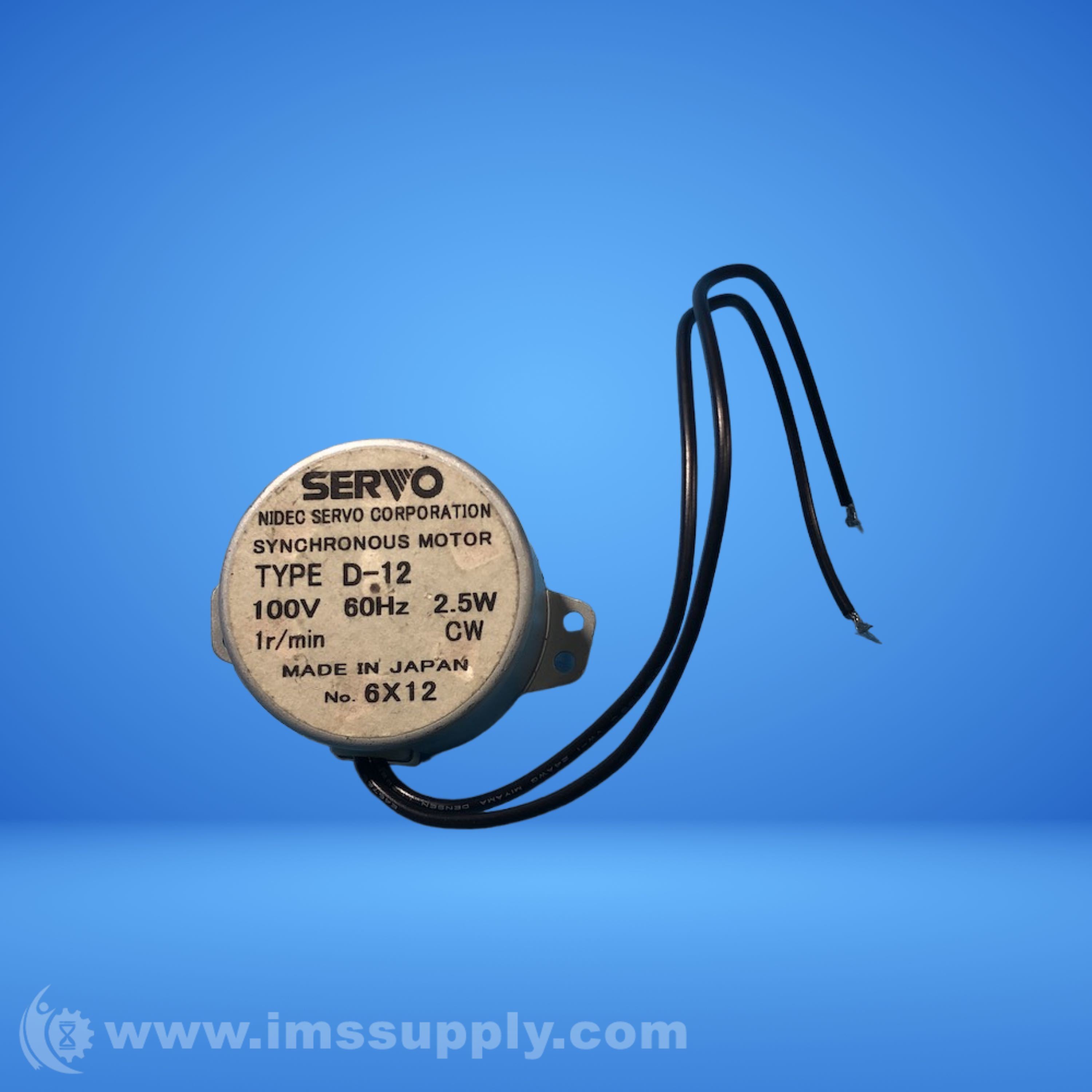 Nidec Corp D-12 Synchronous Motor, 100V 60Hz, 2.5W - IMS Supply
