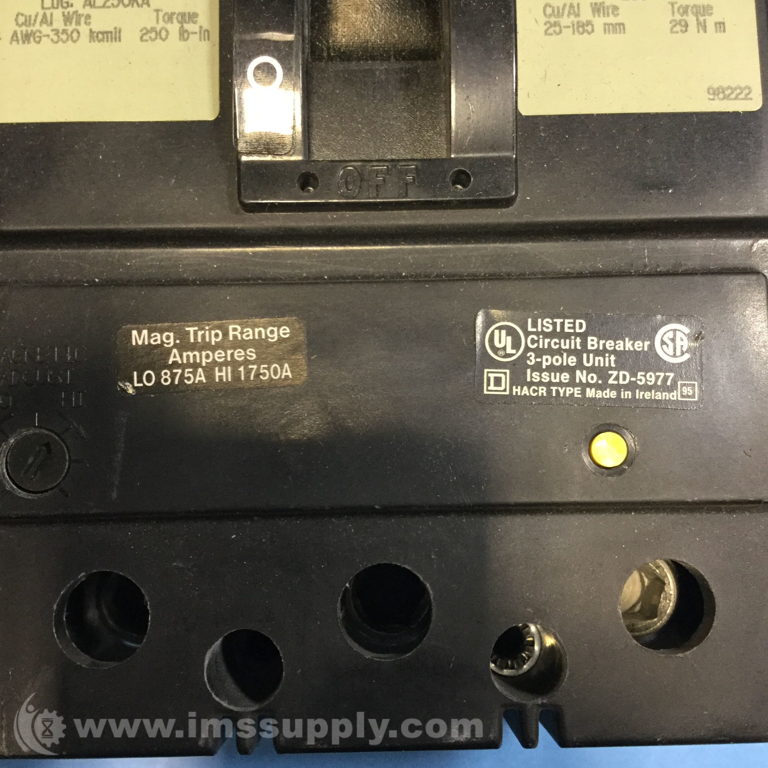 Square D KAL36175 Thermal Magnetic Molded Case Circuit Breaker - IMS Supply