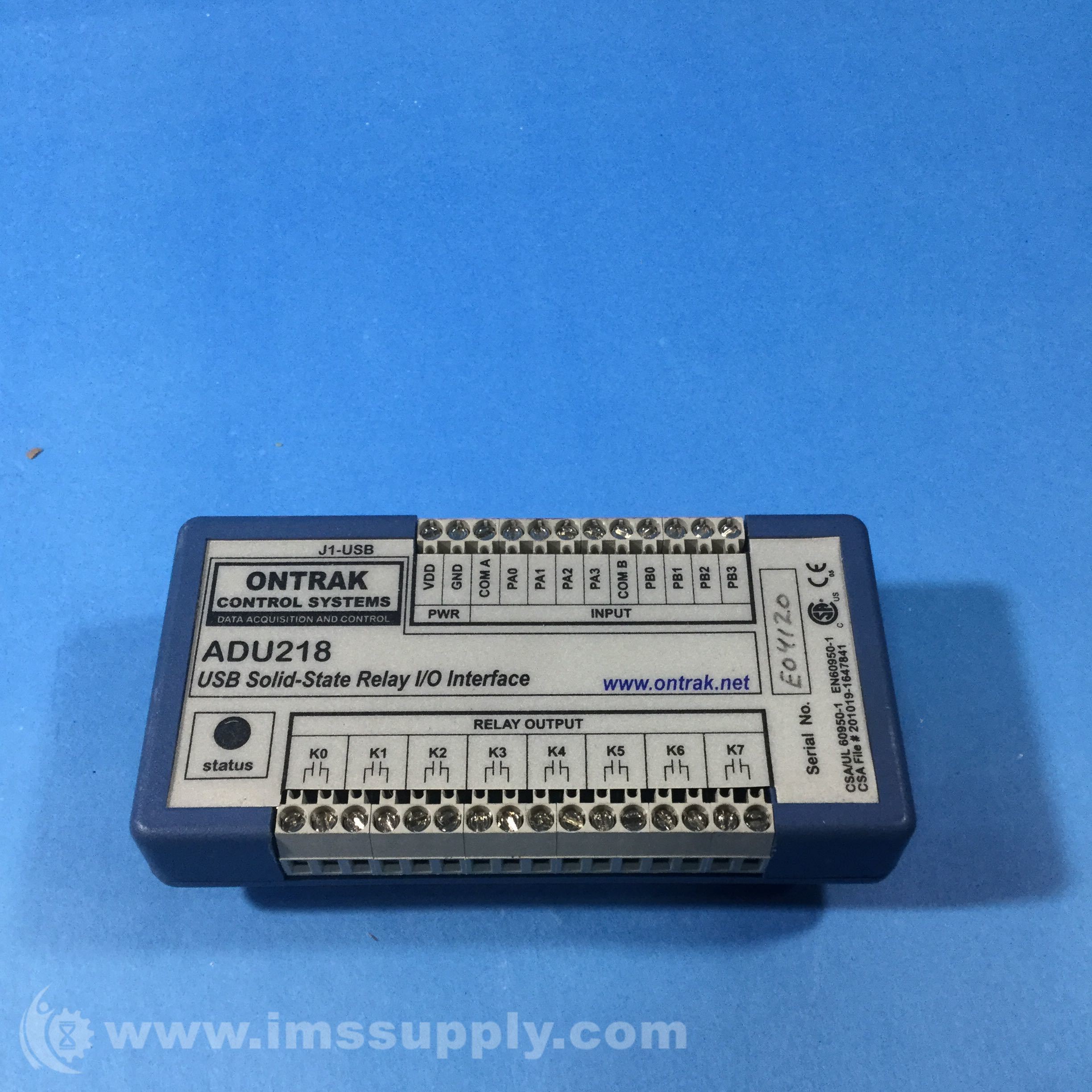 Ontrak Control Systems ADU218 USB Solid-State Relay I/O Interface - IMS ...