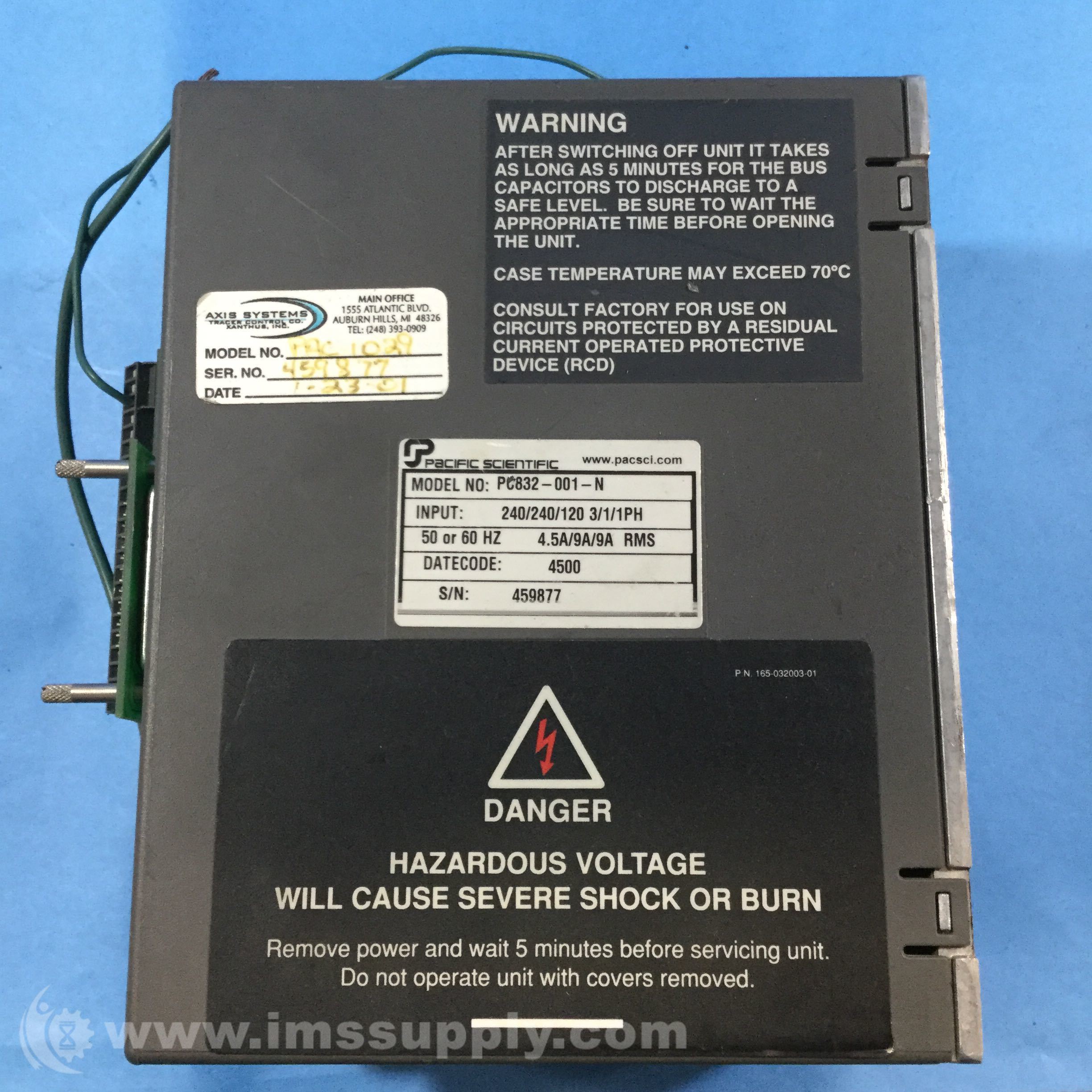 Pacific Scientific Instruments PC832-001-N Brushless Servo Drive - IMS ...