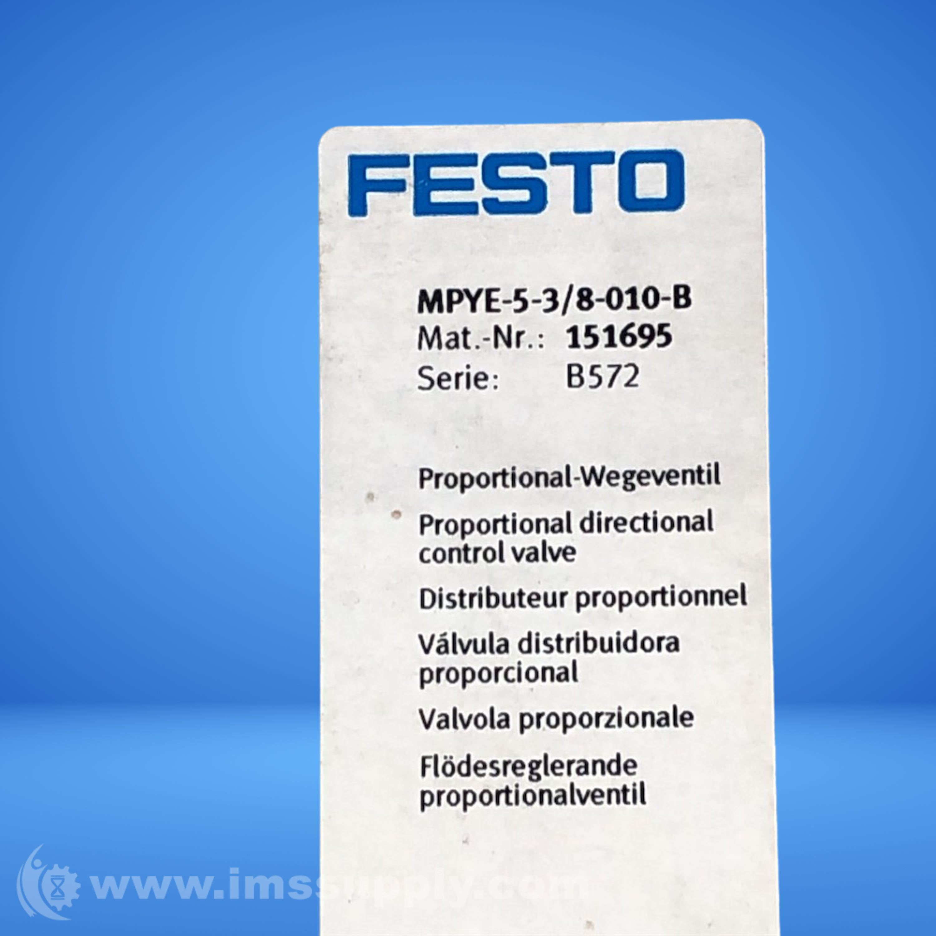 Festo MPYE-5-3/8-010-B Control Valve - IMS Supply