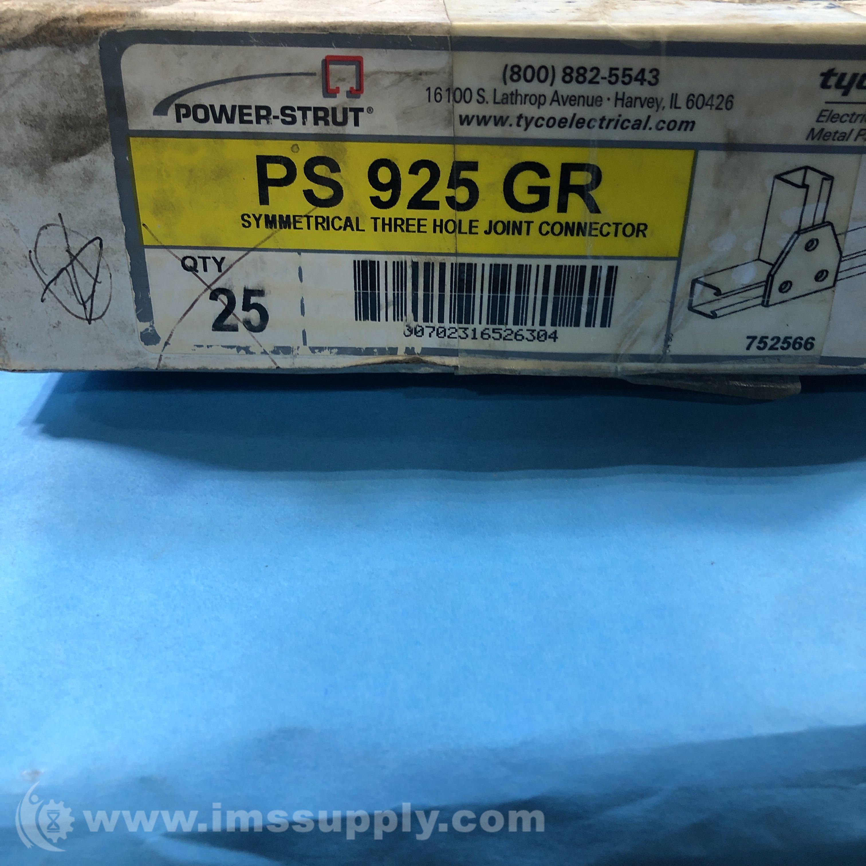 Power-Strut PS-925-GR Box of 25 Symmetrical Joint Connectors - IMS Supply