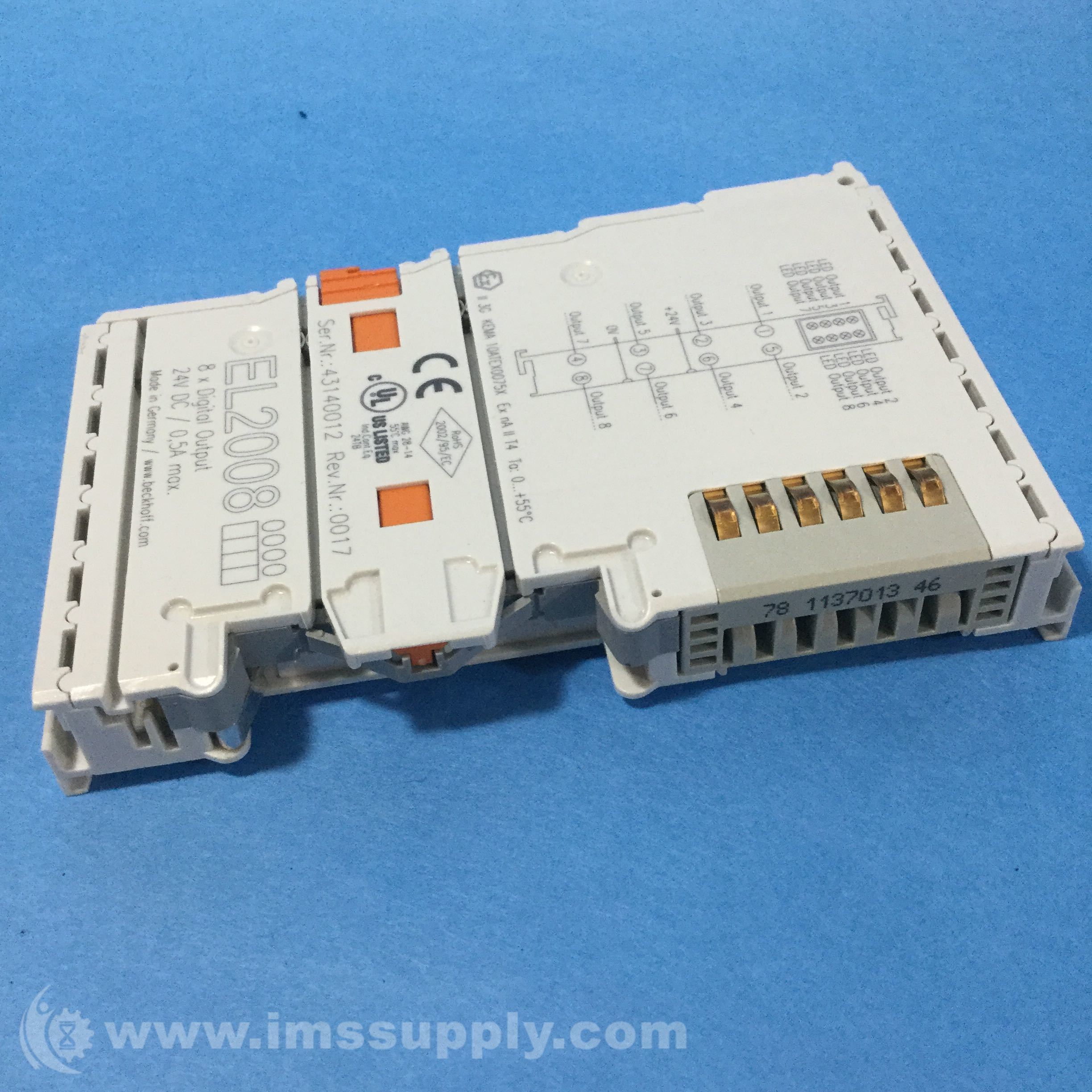 Beckoff EL2008 8-Channel Digital Output Terminal 24 VDC, 0.5 A - IMS Supply