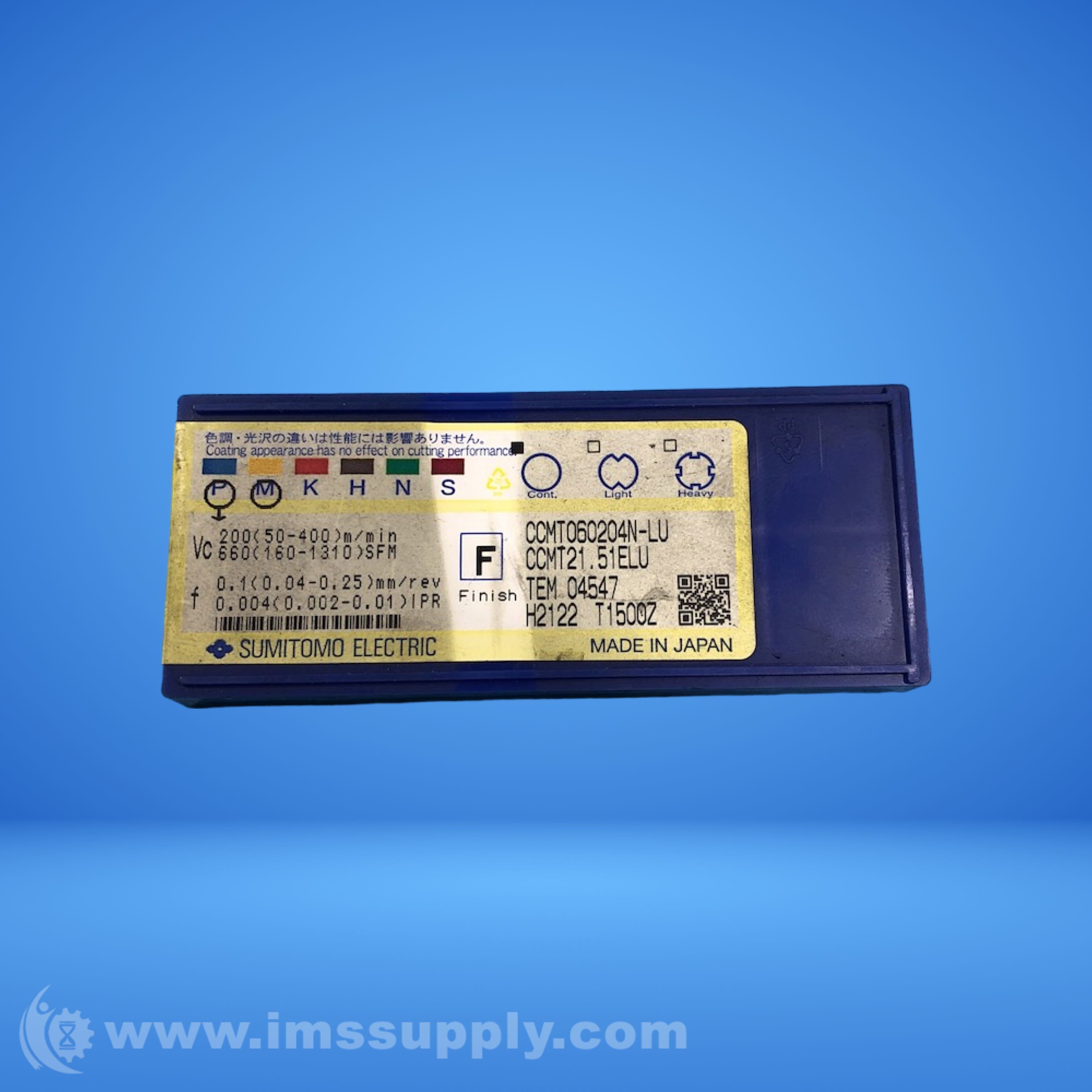 Sumitomo Electric Industries CCMT060204N-LU Box of 10 Inserts - IMS Supply