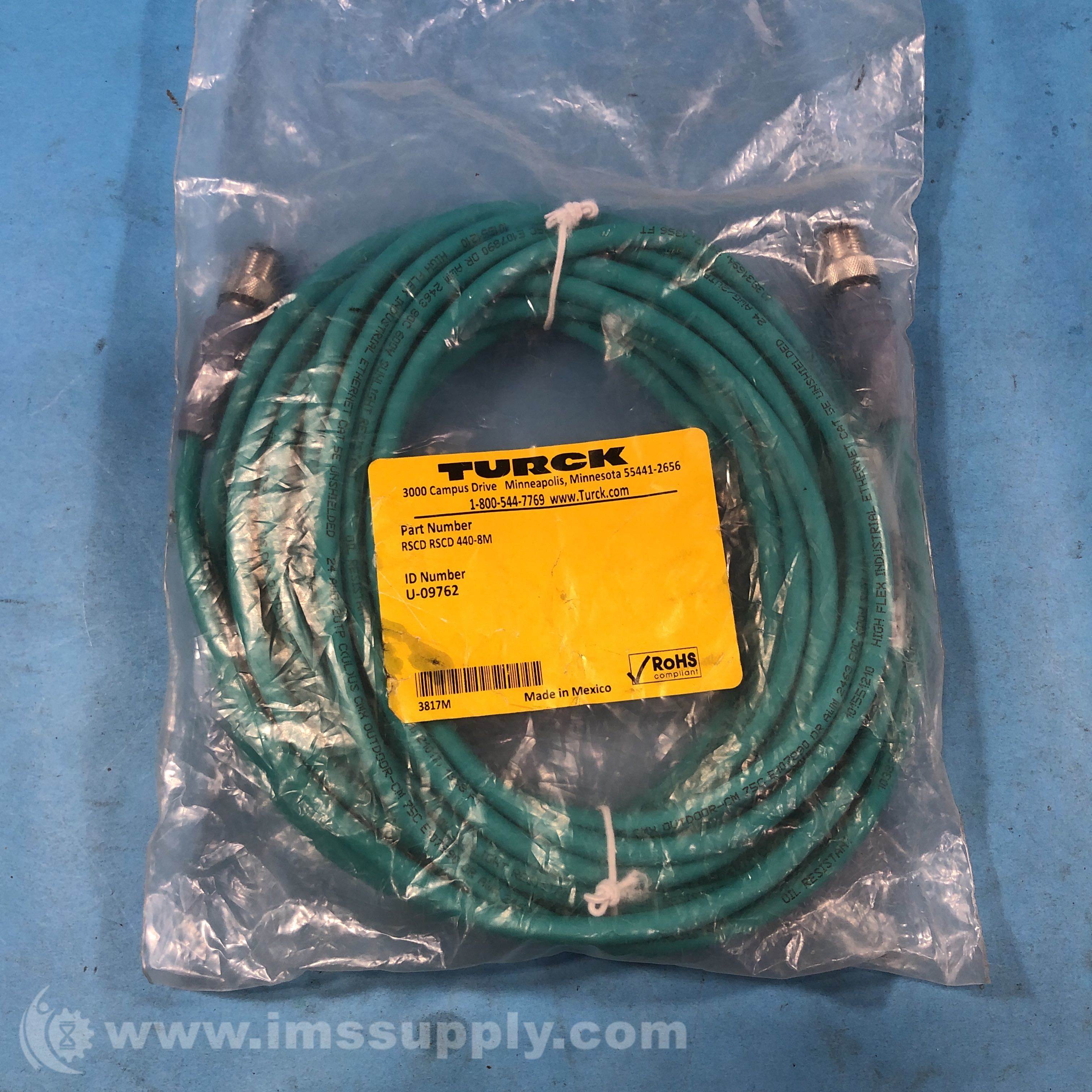 Turck RSCD RSCD 440-8M U-09762 Ethernet Cable Assembly - IMS Supply