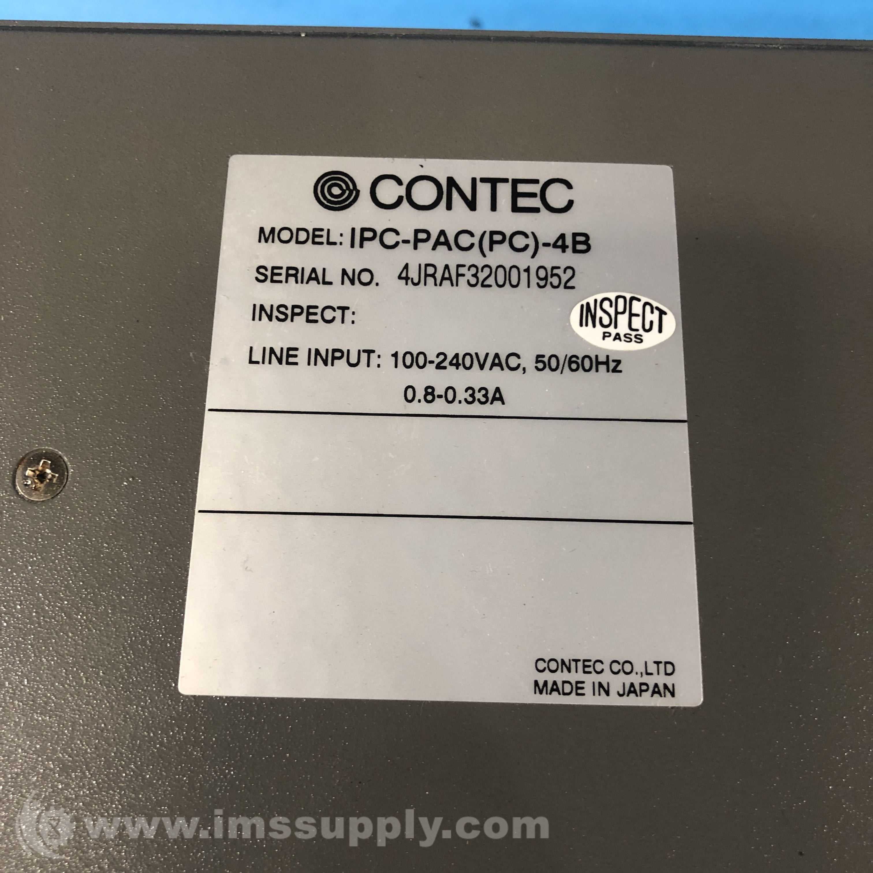 Contec IPC-PAC(PC)-4B IPC-BXM/400(PC)H Industrial Computer - IMS Supply