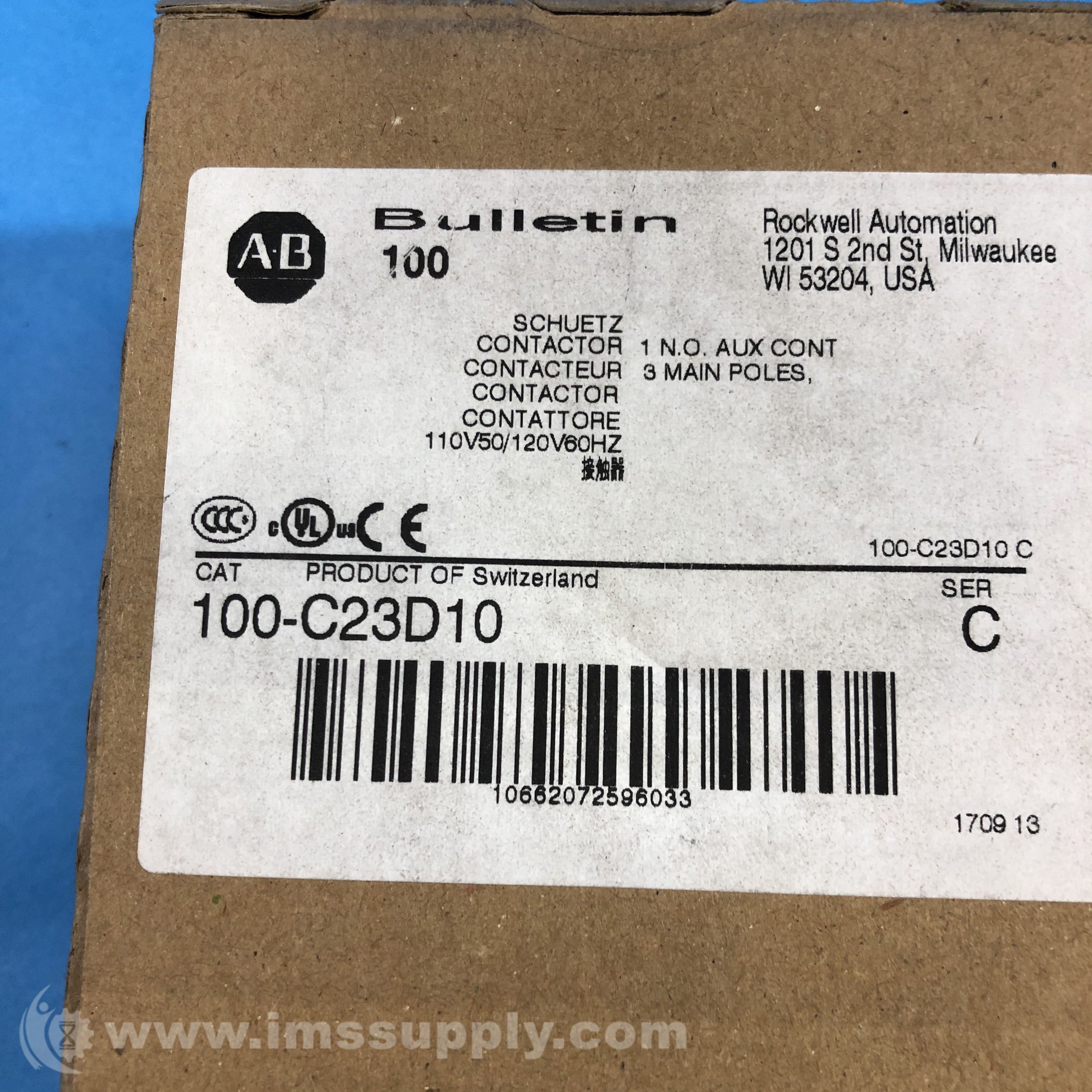 Allen Bradley 100-C23D10 IEC 23A 3-Pole 120V Contactor - IMS Supply