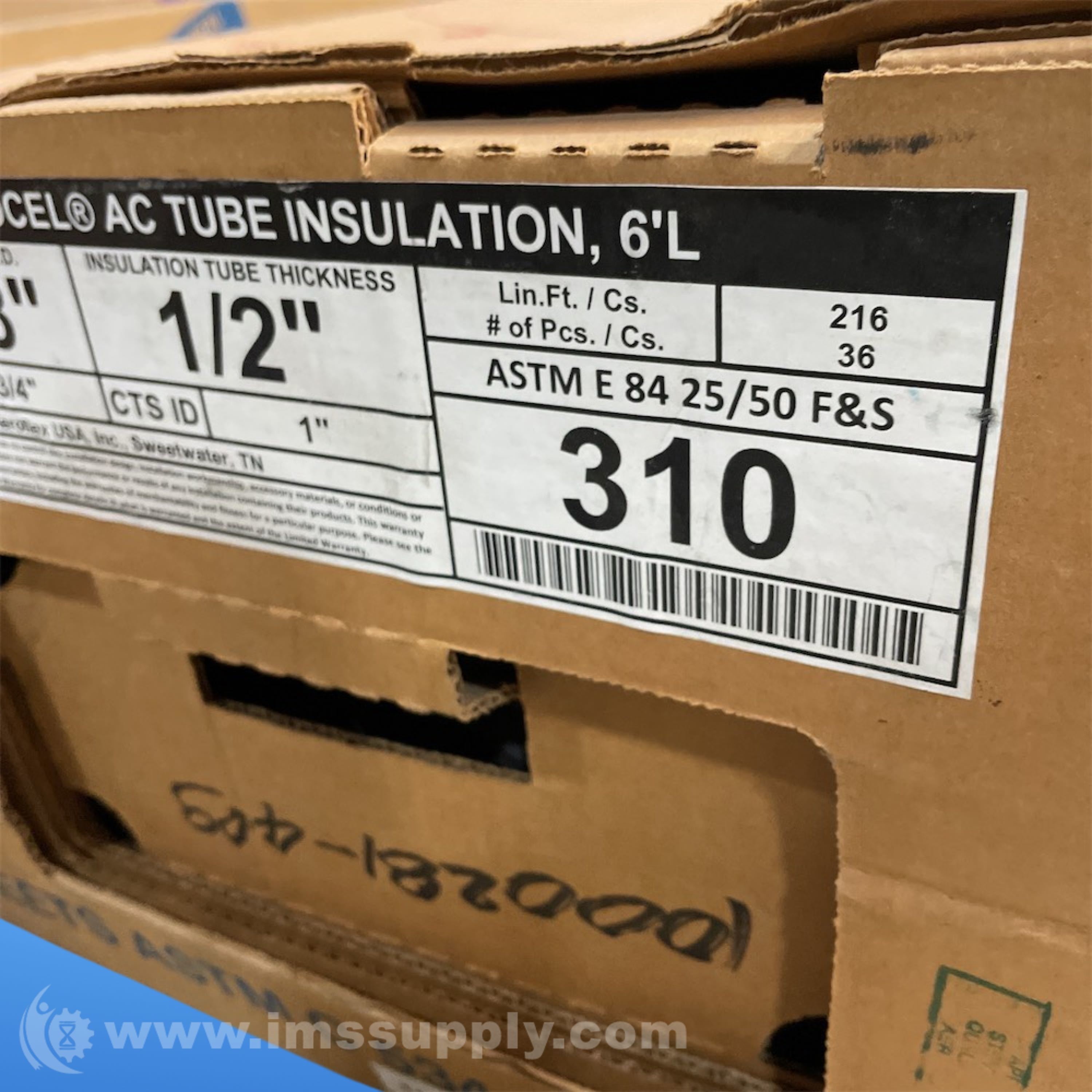 Aeroflex 310 Box of 36 AC Insulation Tubes, 6; Long, 1-1/8in Tube - IMS Supply