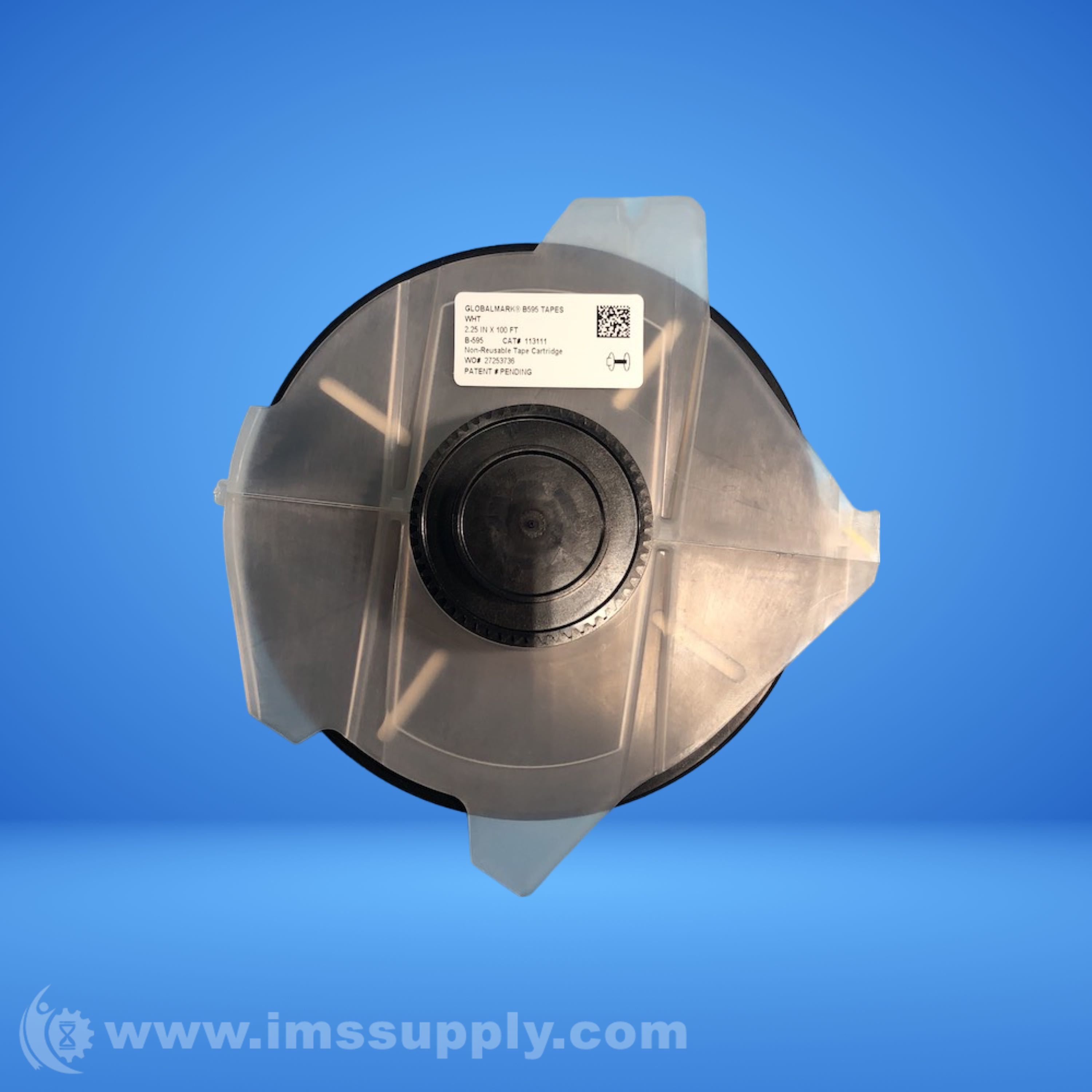 GlobalMark 113111 Vinyl Label Tape 2.25 IN x 100 FT, White - IMS Supply