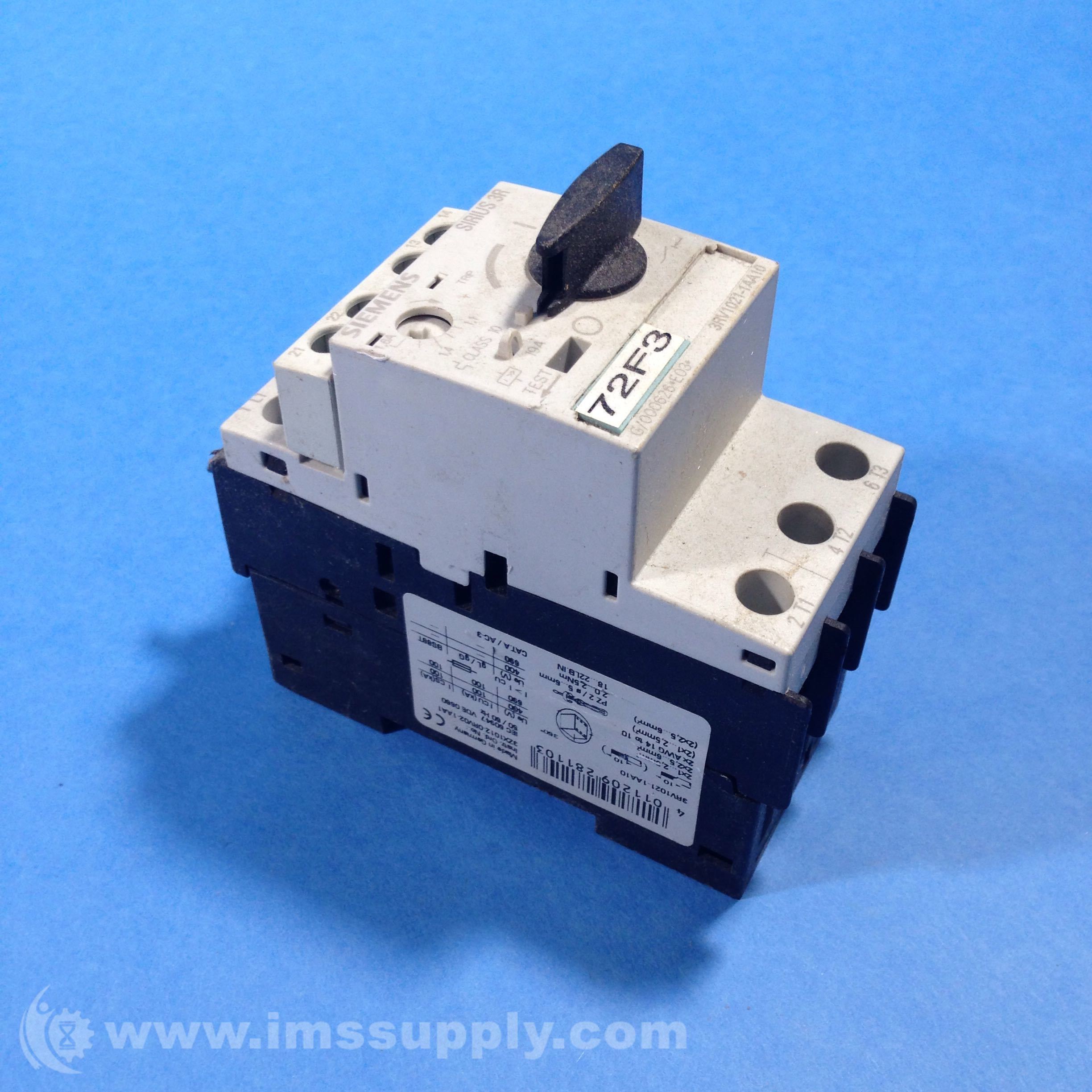 Siemens 3RV1-021-1AA10 Circuit Breaker 3 Poles 690V 0.55kW 1.6A - IMS ...