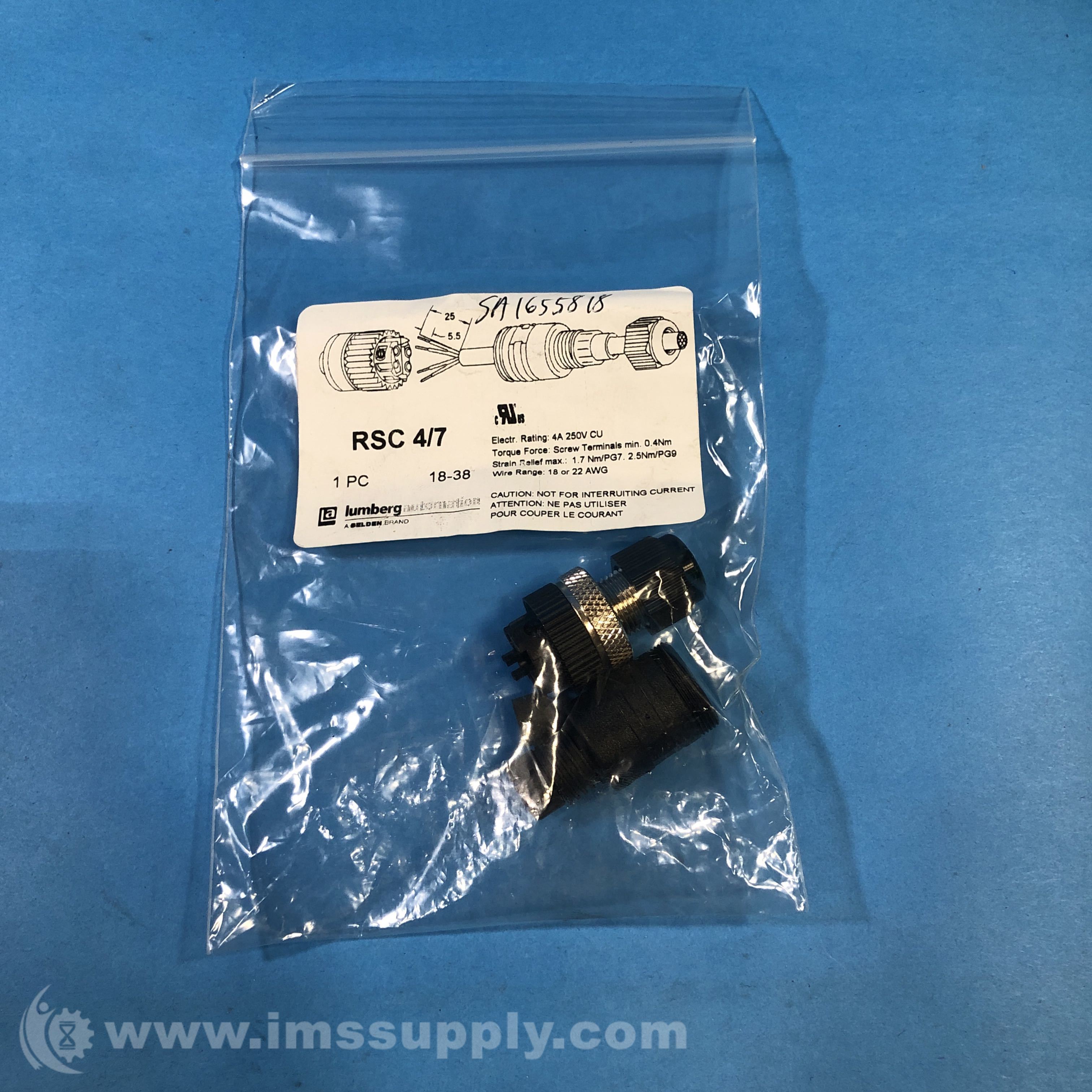 Lumberg Automation RSC 4/7 M12 Male Connector - IMS Supply