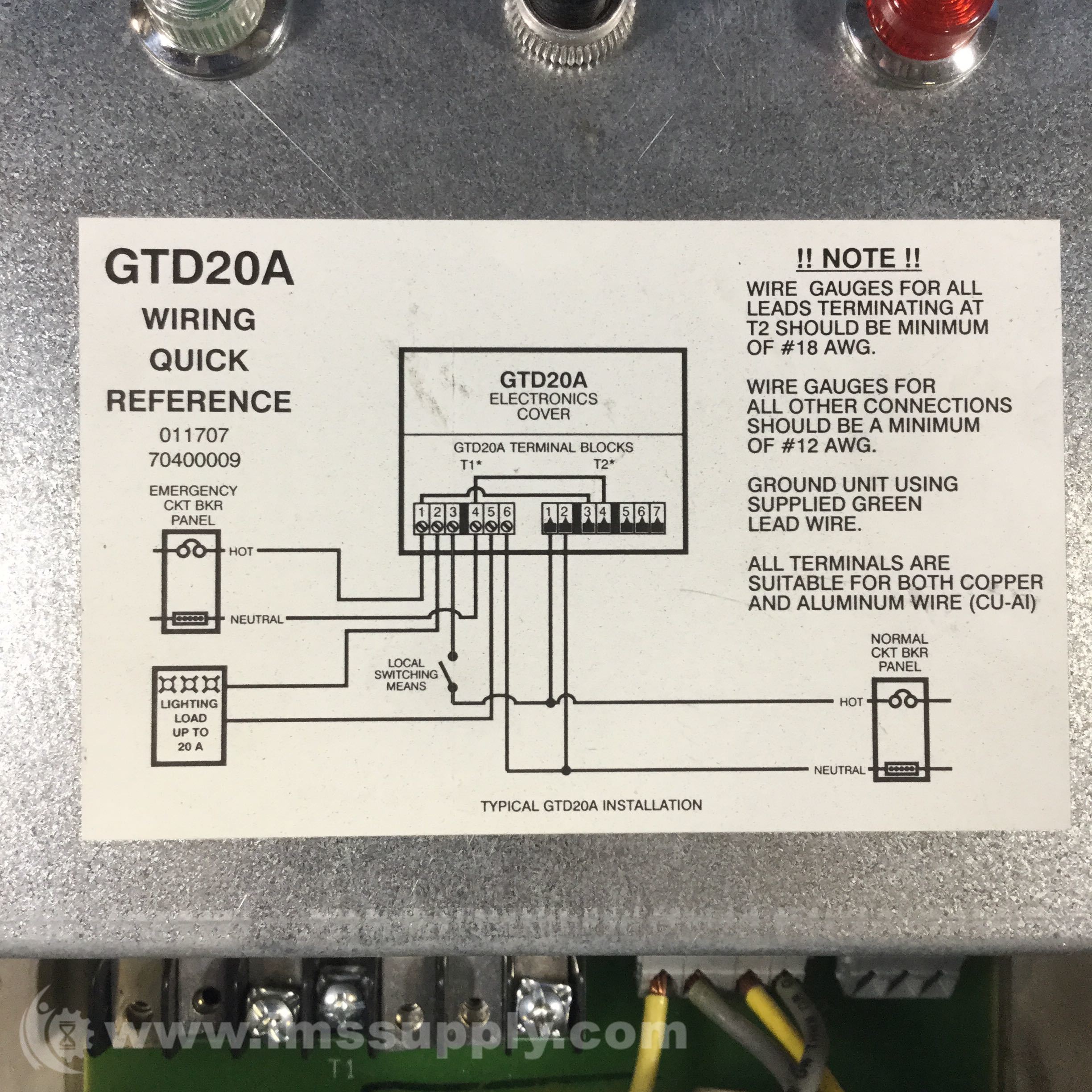 Bodine Electric GTD20A Emergencky Lighting Relay Control Device - IMS ...