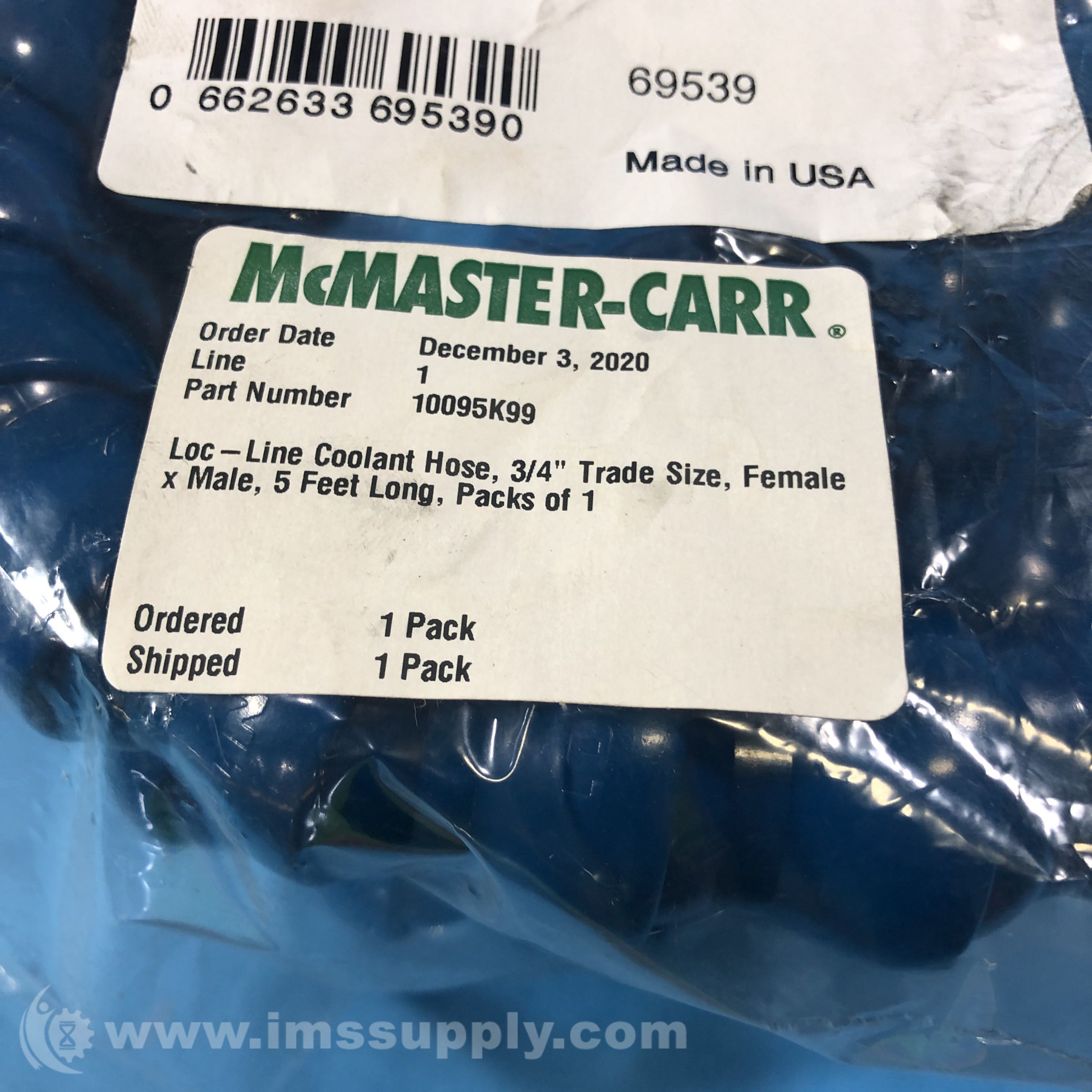 McMaster-Carr 10095K99 5 Feet 3/4'' Loc-Line Coolant Hose - IMS Supply