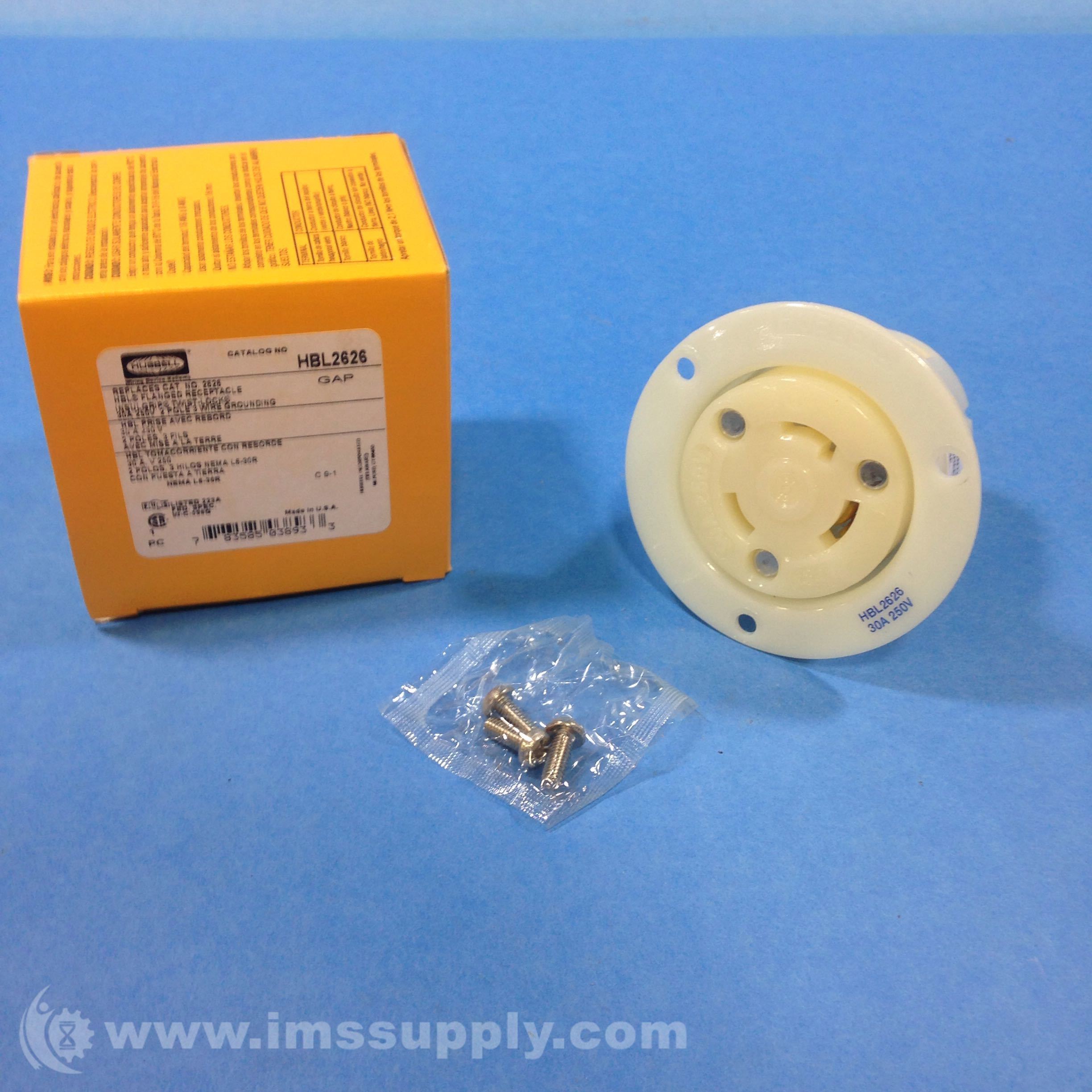 Hubbell HBL2626 Power Receptacle 30A 250V 2 Pole - IMS Supply