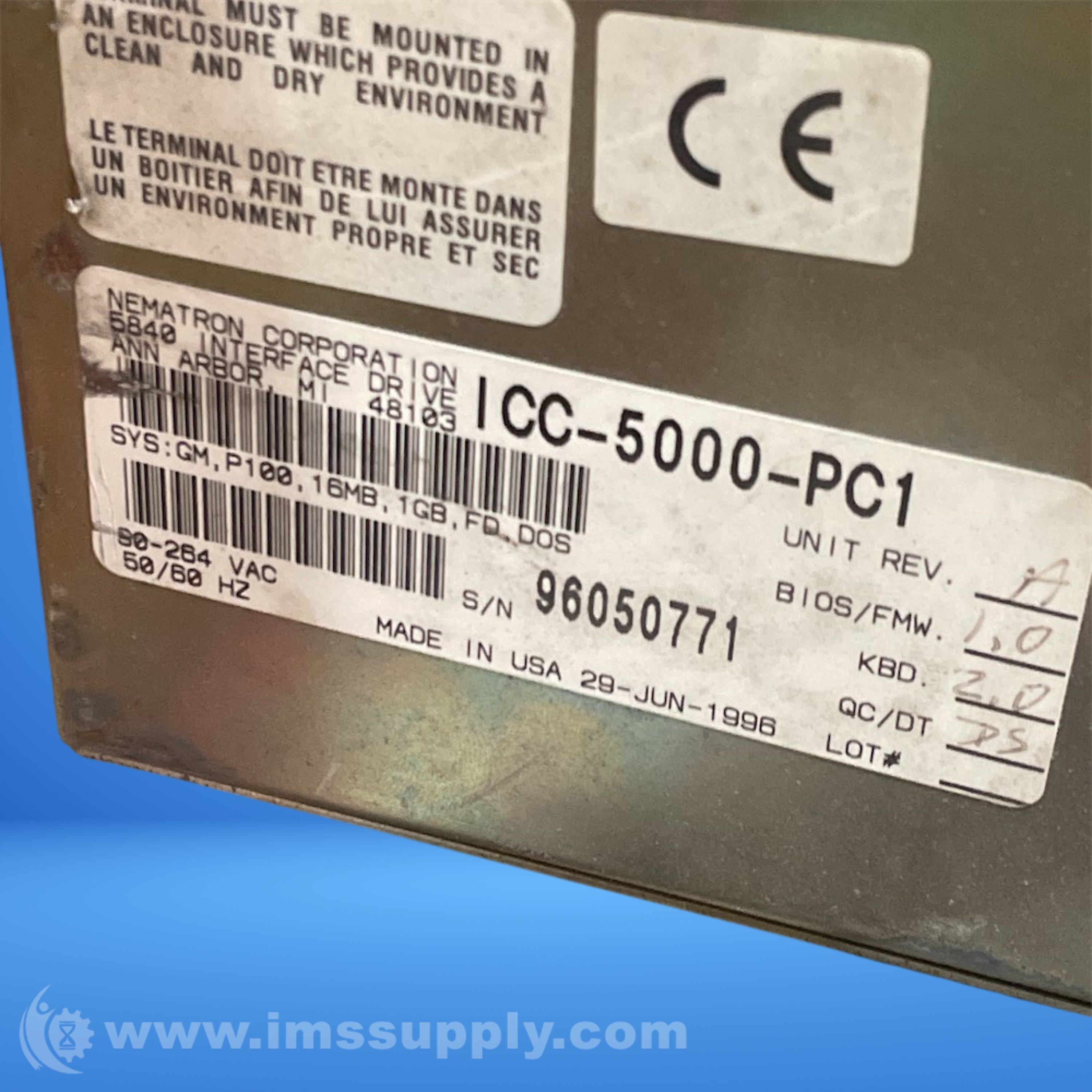 Nematron GL-5PV8-PC1 CNC Control Unit - IMS Supply