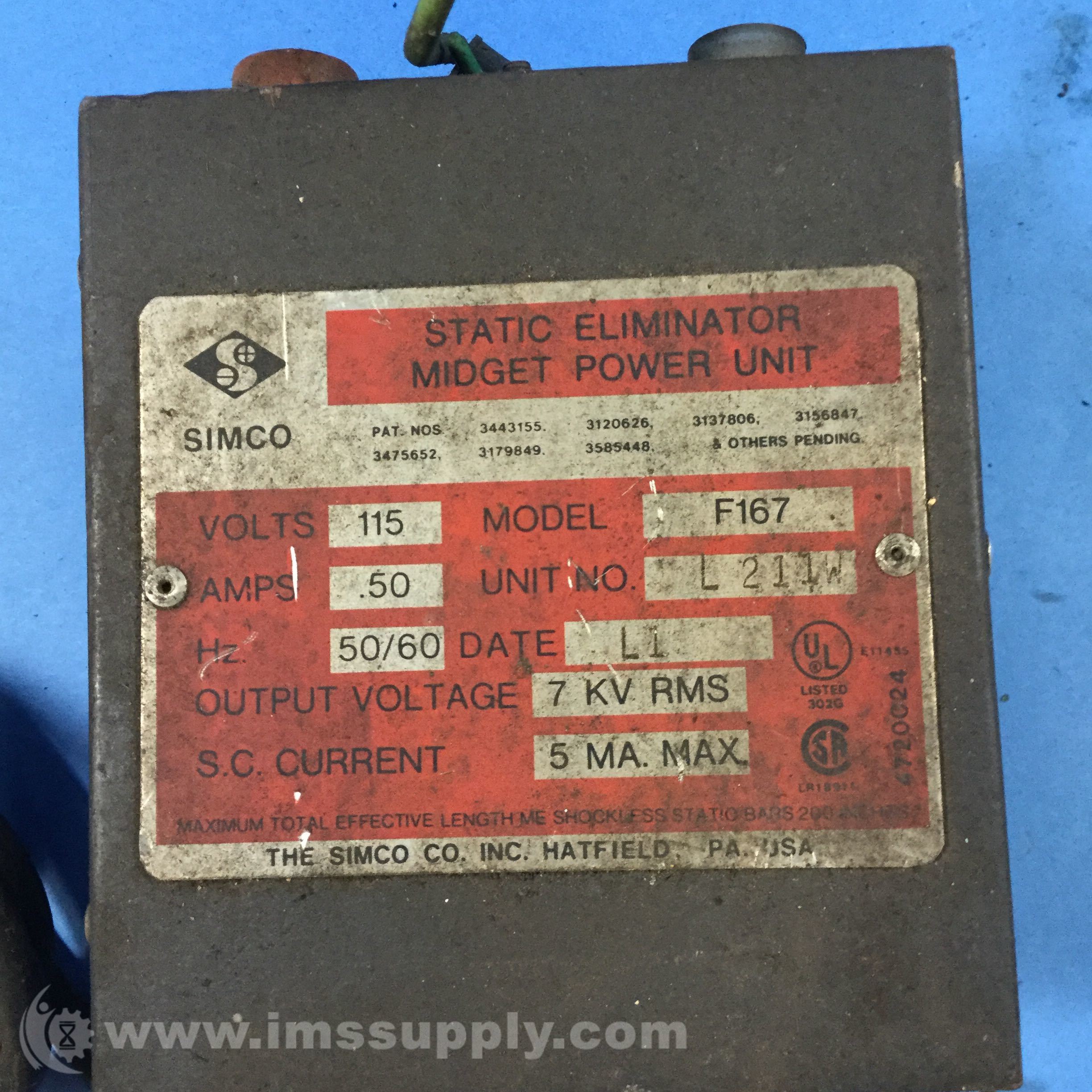 Simco F167 Static Eliminator Power Unit - IMS Supply