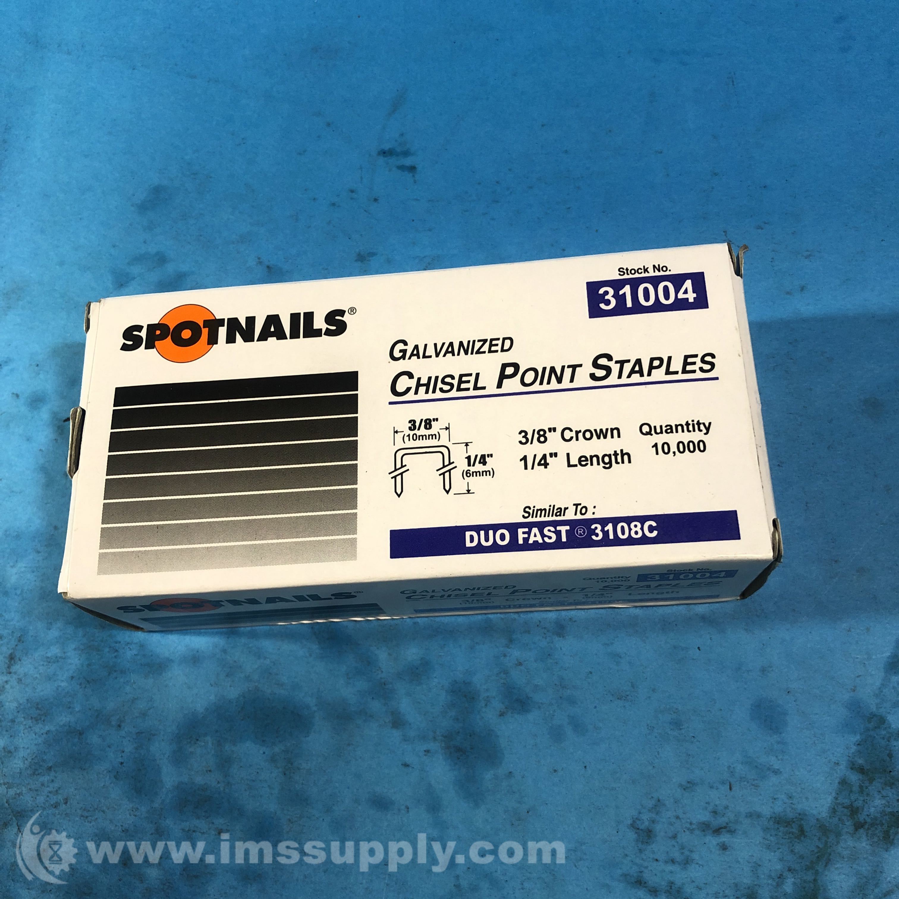 Spotnails 31004 Box of 10,000 Galvanized Chisel Point Staples - IMS Supply