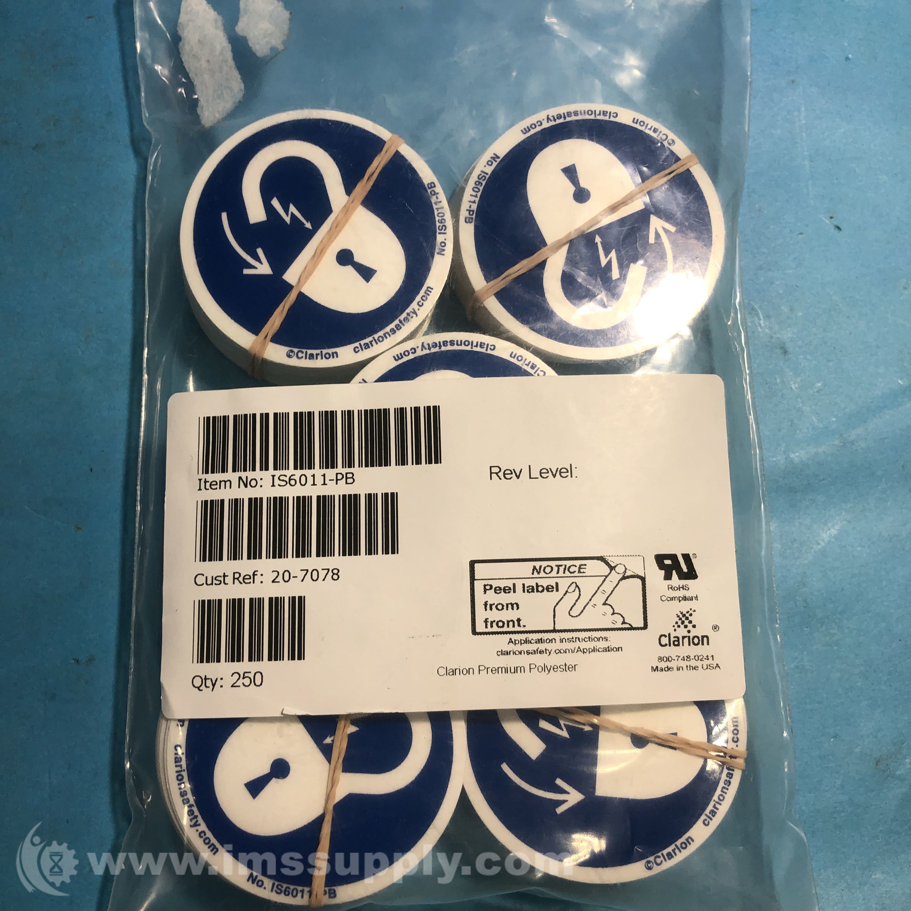 Clarion IS6011-PB Bag Of 250 Lock Out Electrical Safety Labels - IMS Supply