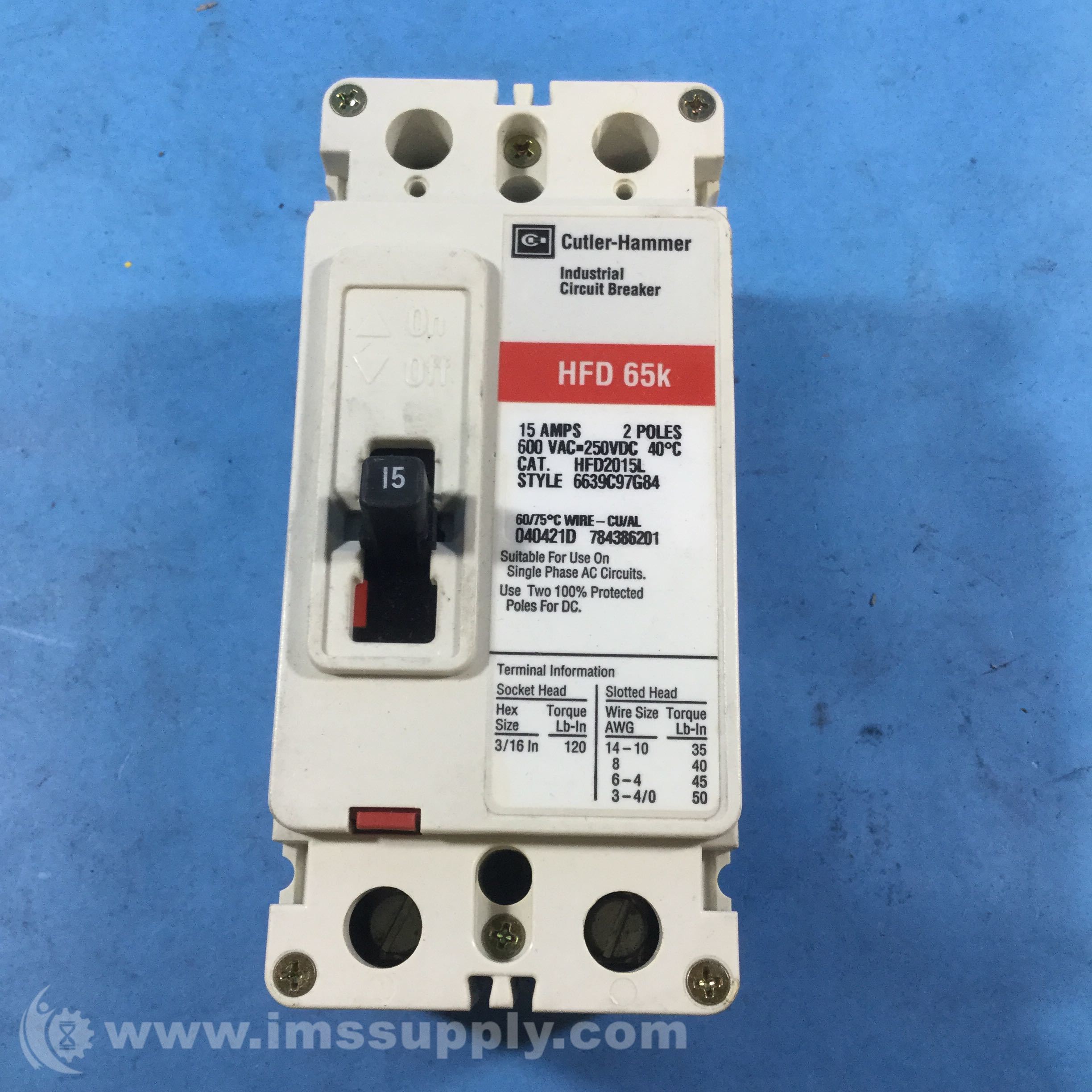 Cutler Hammer HFD2015L Molded Case Circuit Breaker - IMS Supply