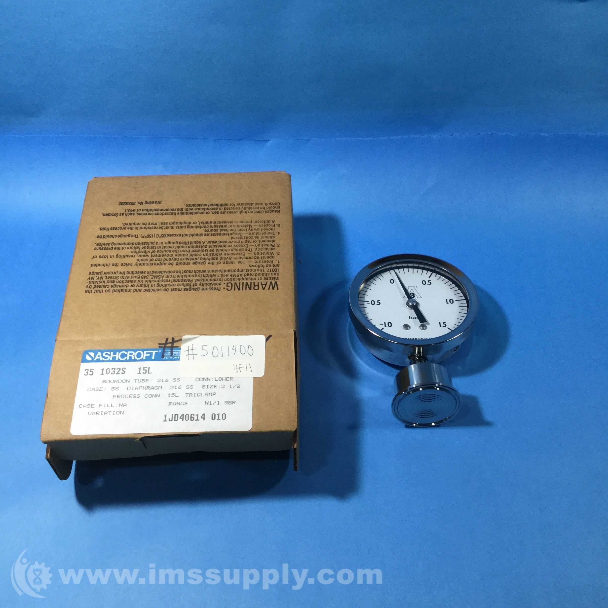 Ashcroft 35 1032S 15L Type 1032 Sanitary Gauge - IMS Supply