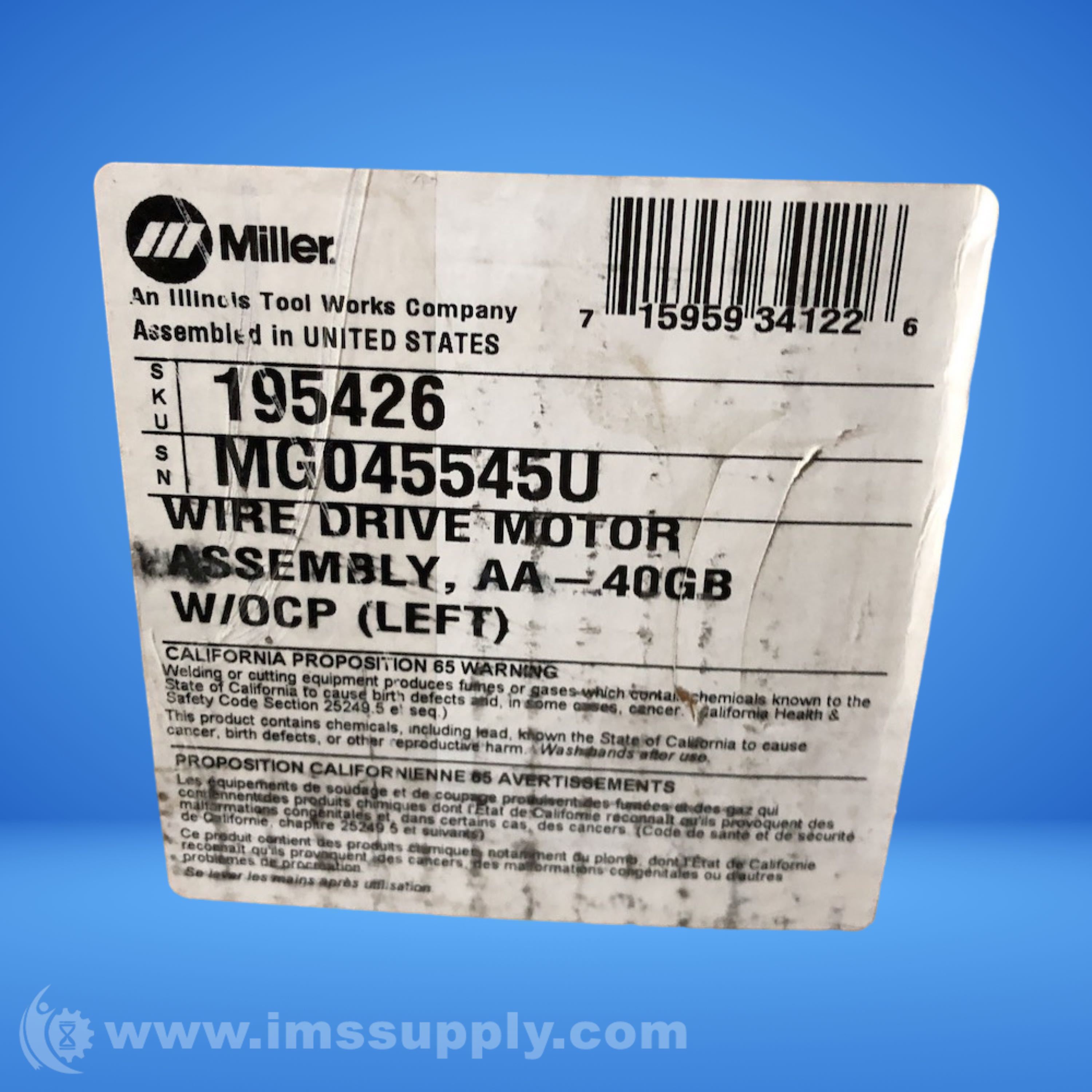 Miller 195426 Wire Drive Motor Assembly - IMS Supply