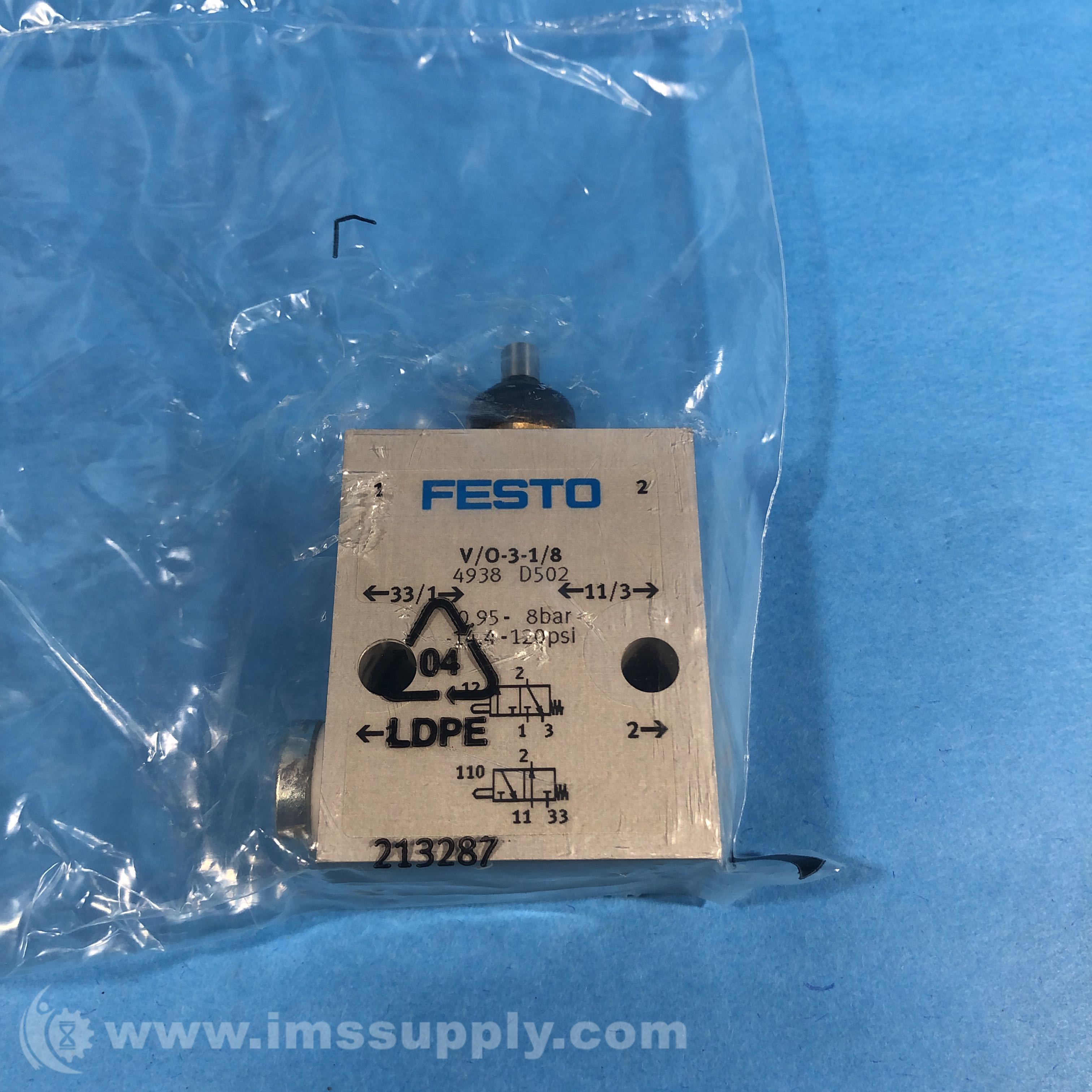Festo V/O-3-1/8 4938 D502 Stem actuated valve - IMS Supply