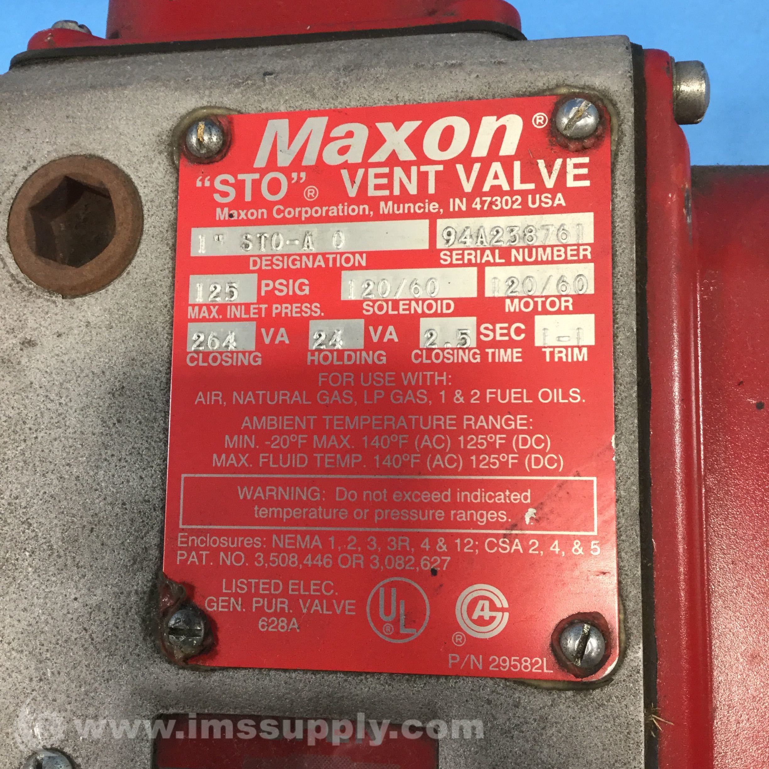 Maxon 1 ST0-A 0 Vent Valve - IMS Supply