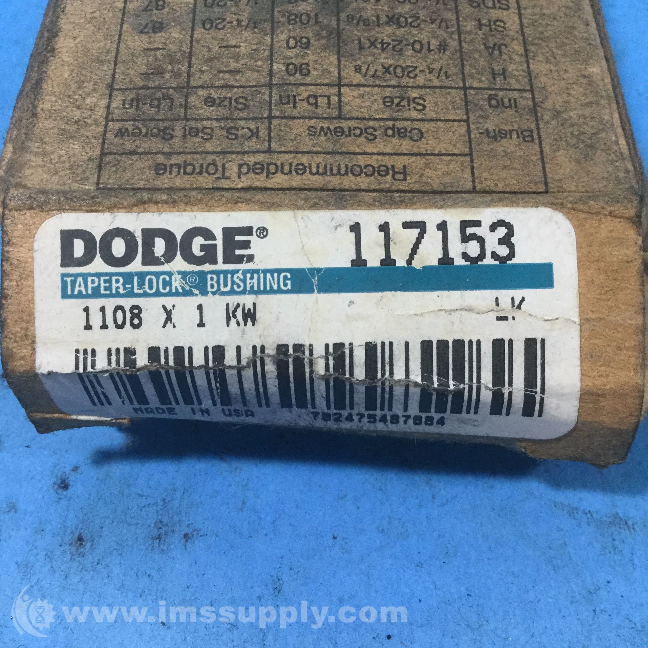 Dodge 117153 Taper-Lock Bushing, 1108 Series - IMS Supply