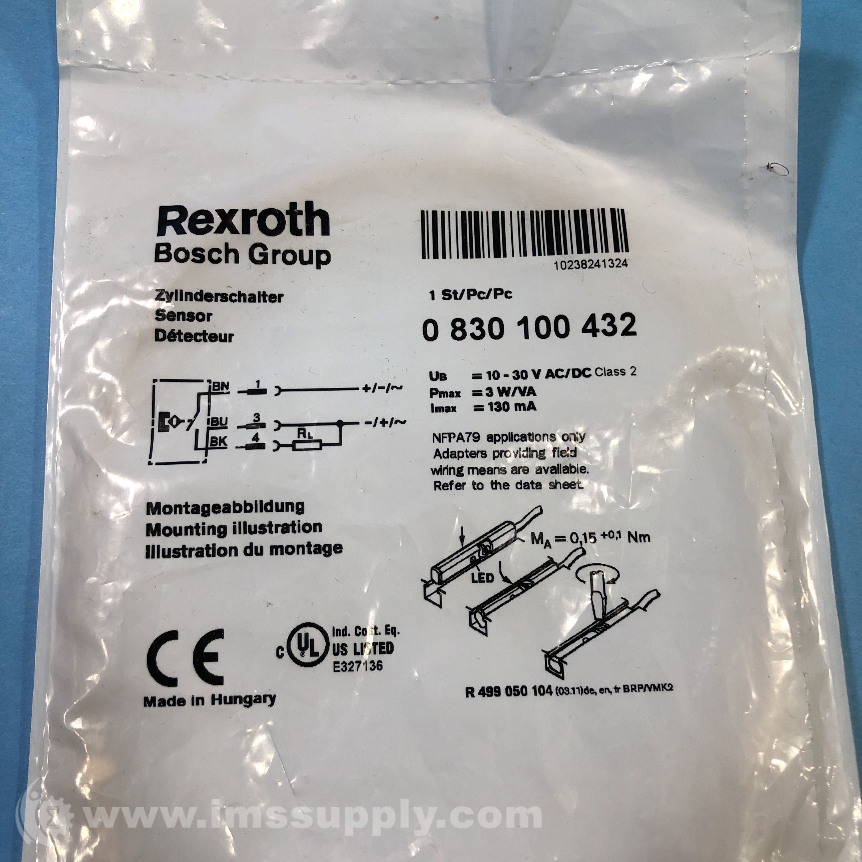 Rexroth 0-830-100-432 Proximity Sensor - IMS Supply