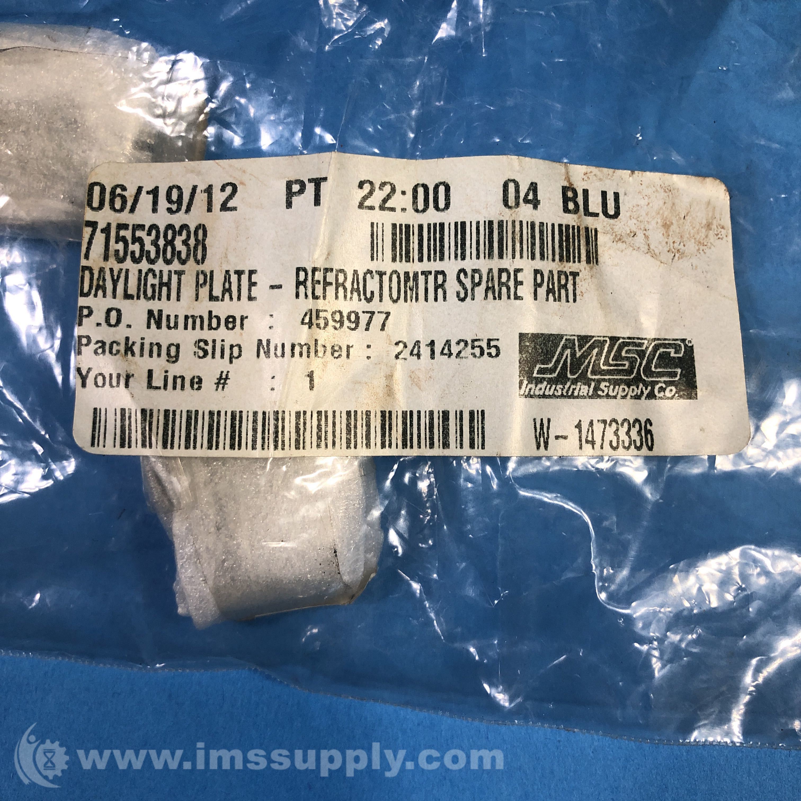 Msc 71553838 Bag of 3 Refractometer Daylight Plates - IMS Supply