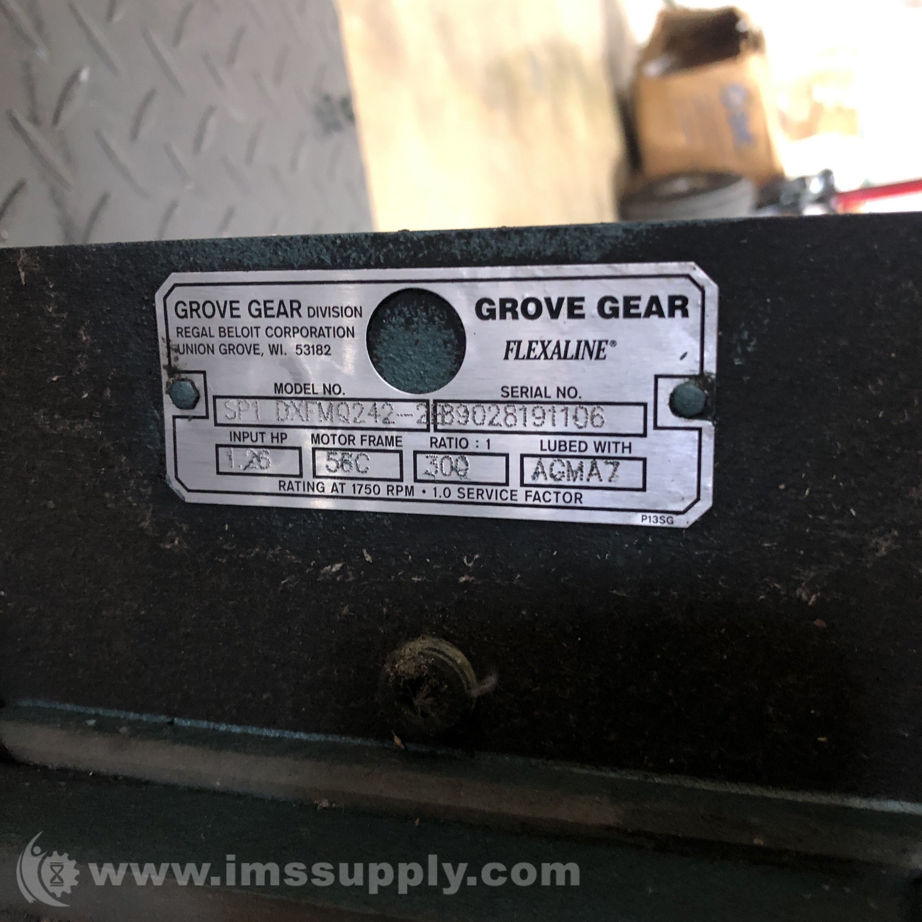 Grove Gear SP1 DXFMQ242 Gear Reducer, 1750RPM, 1.26HP, 56C, 300:1 - IMS ...