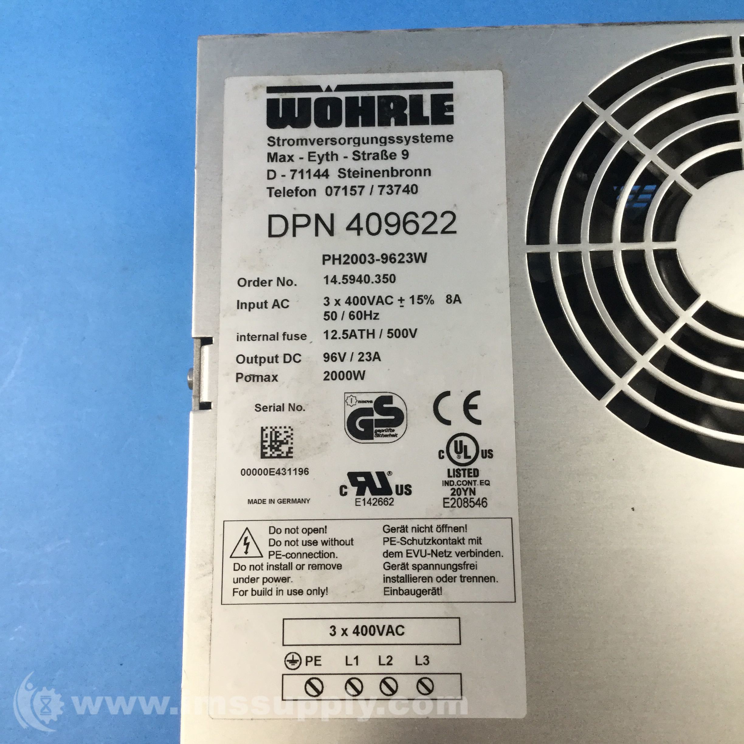 Wohrle DPN 409622 AC - DC Power Supply - IMS Supply