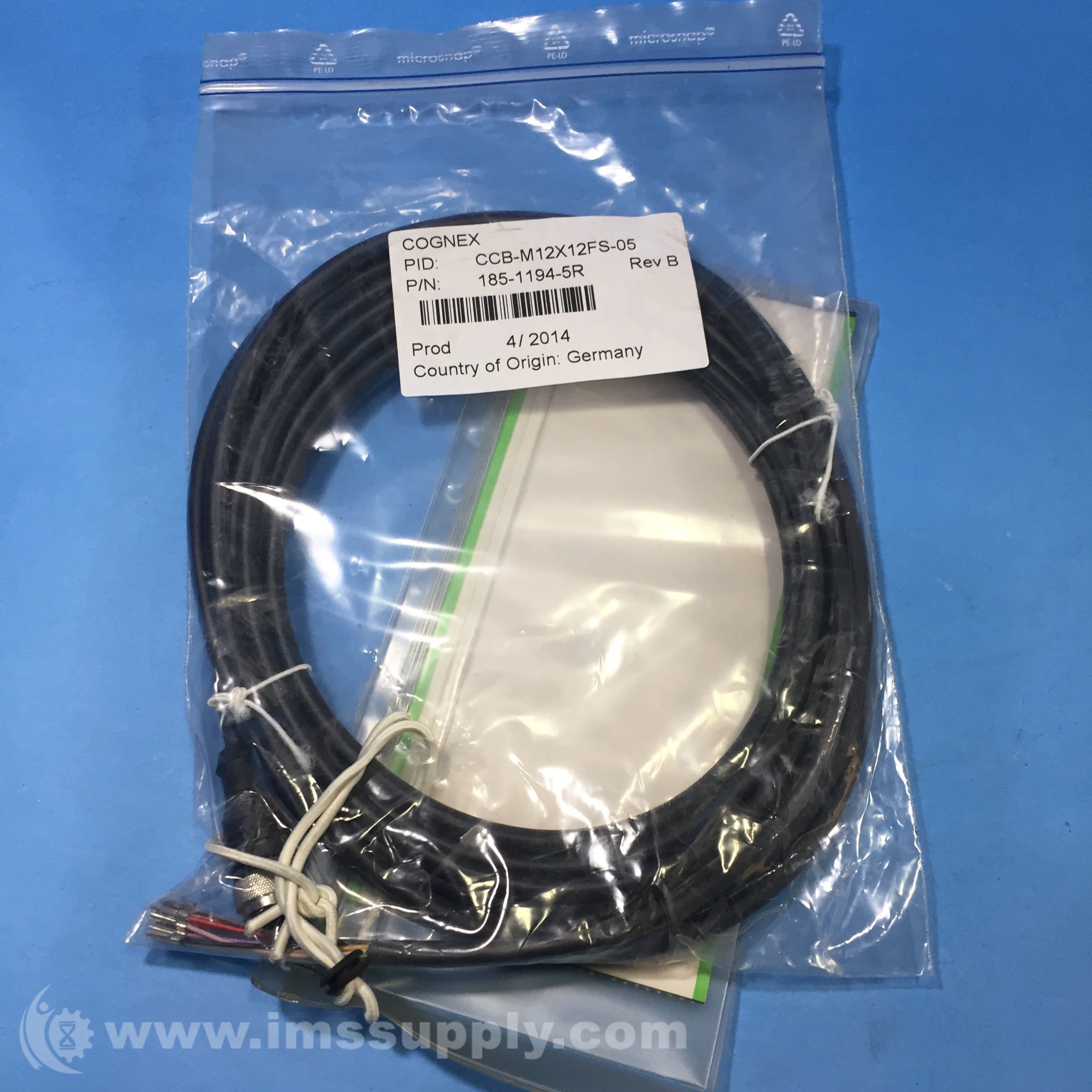 Cognex 185-1194-5R Dataman Wire Cordset, M12 Cable, 5 Meter - IMS Supply