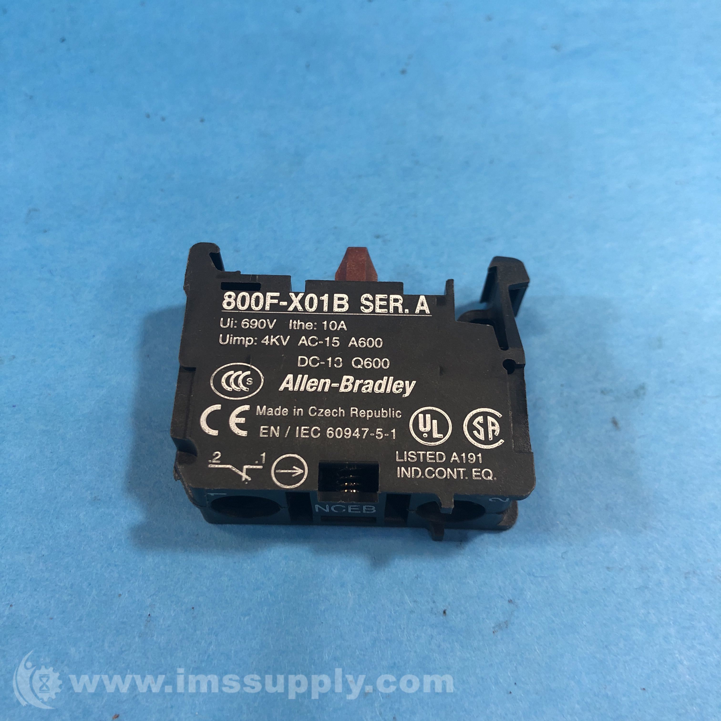 Allen Bradley 800F-X01B Series A 800F PB,22mm Contact Block - IMS Supply