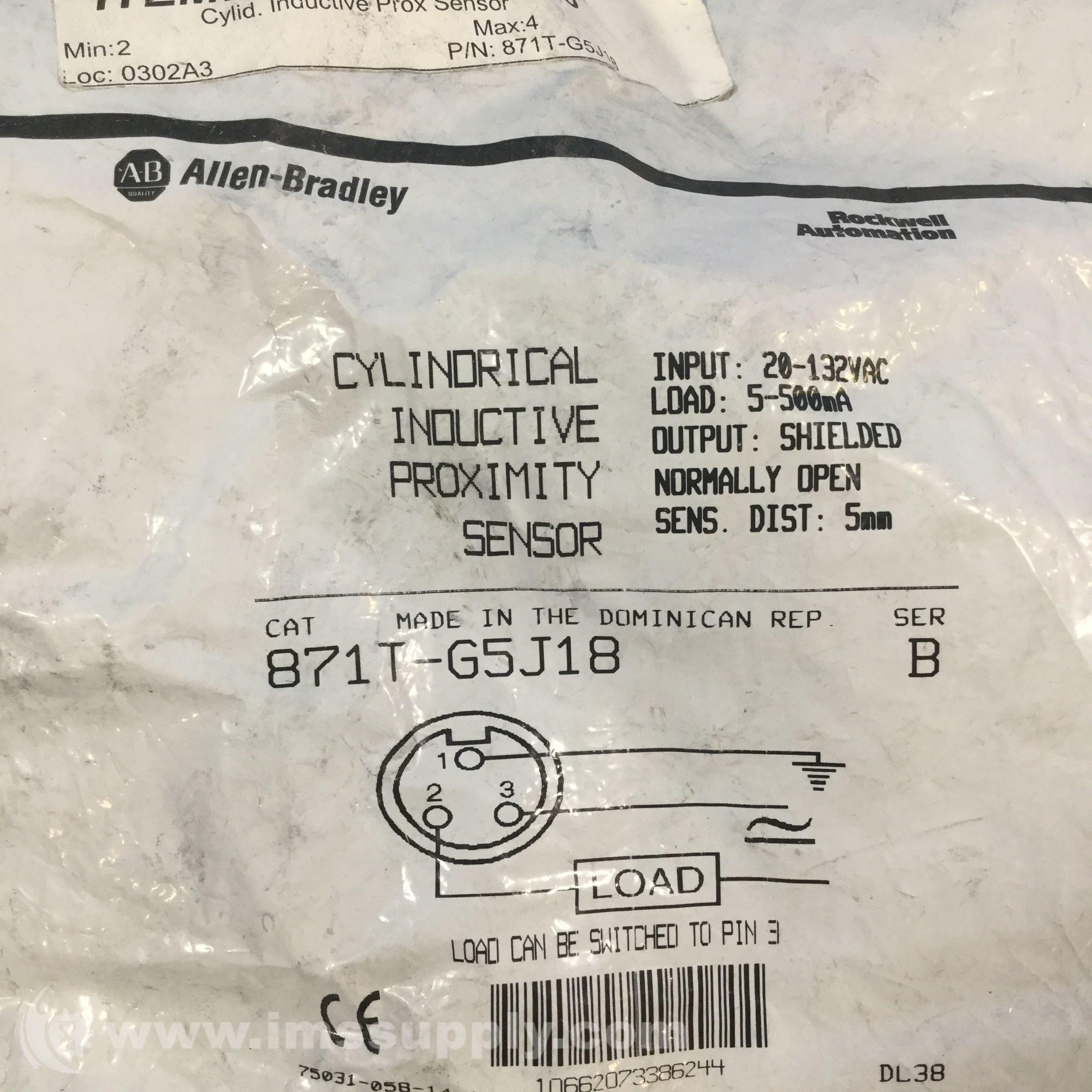 Allen Bradley 871T-G5J18 Inductive Proximity Sensor - IMS Supply