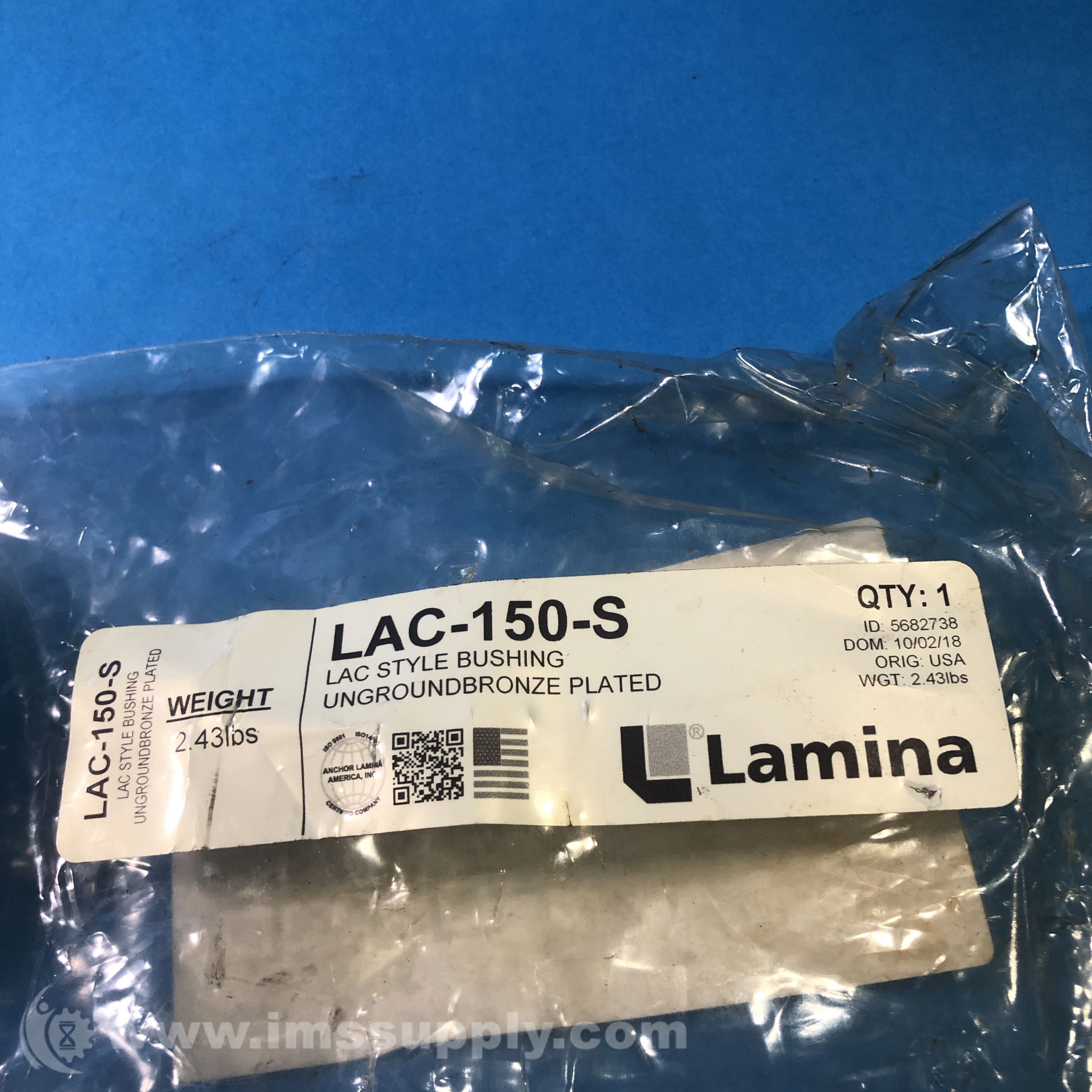 Lamina LAC-150-S LAC Style Bushing Unground Bronze Plated - IMS Supply