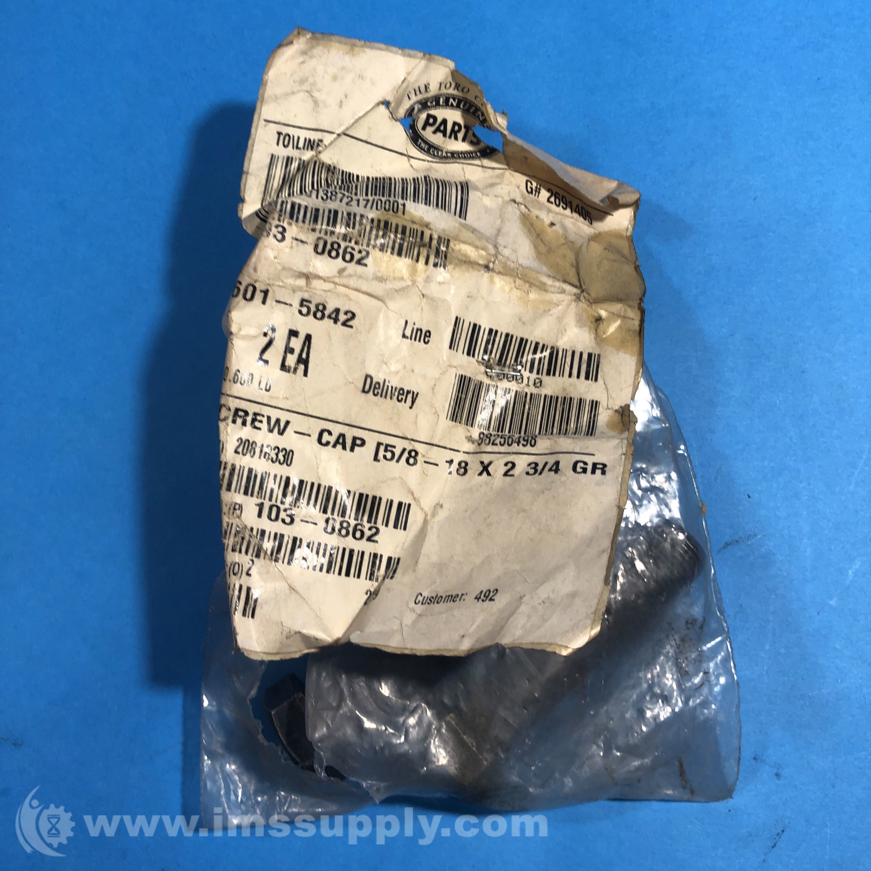 Toro 601-5842 Hex Bolt Bag of 2 - IMS Supply