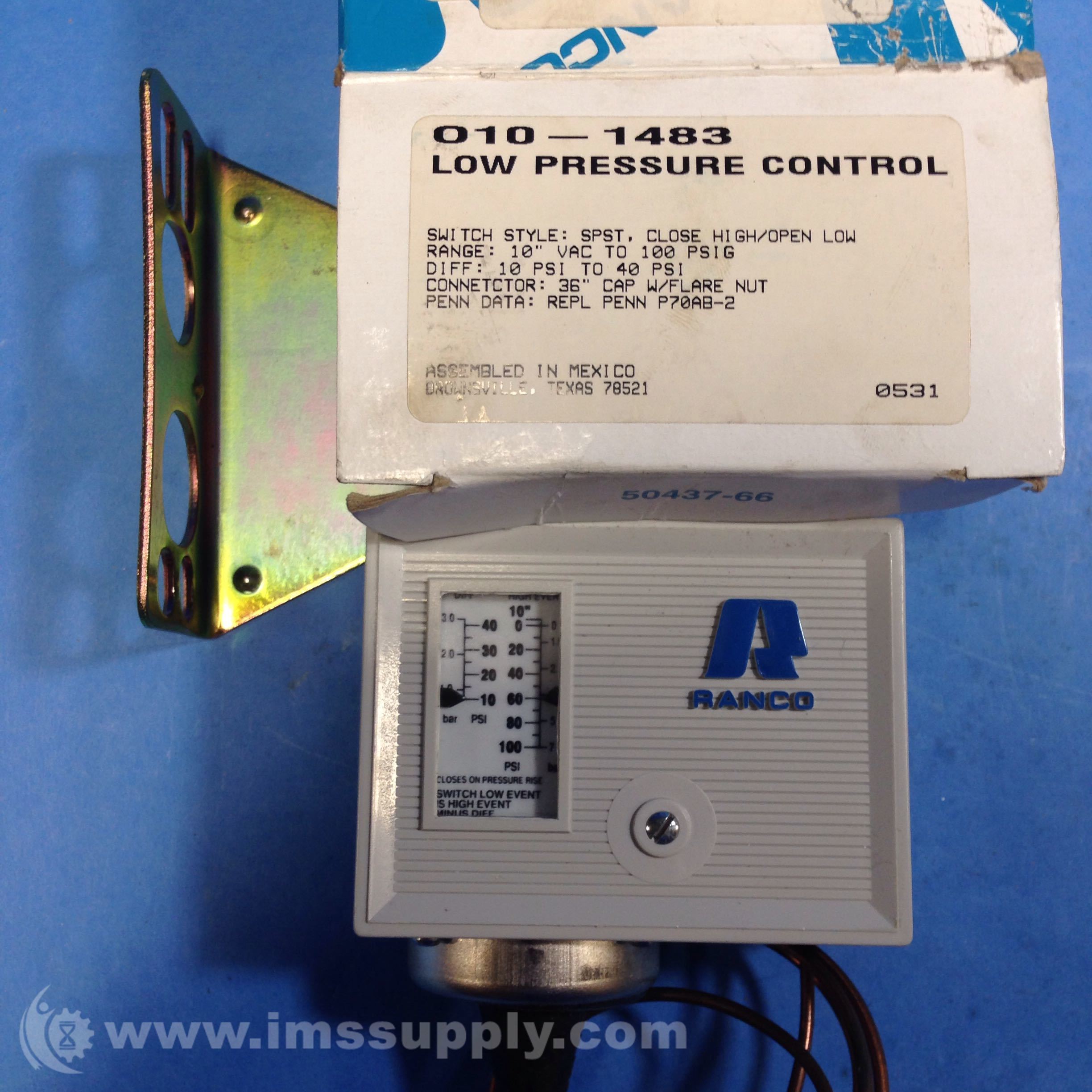 Ranco 010-1483 Single Pressure Control - IMS Supply