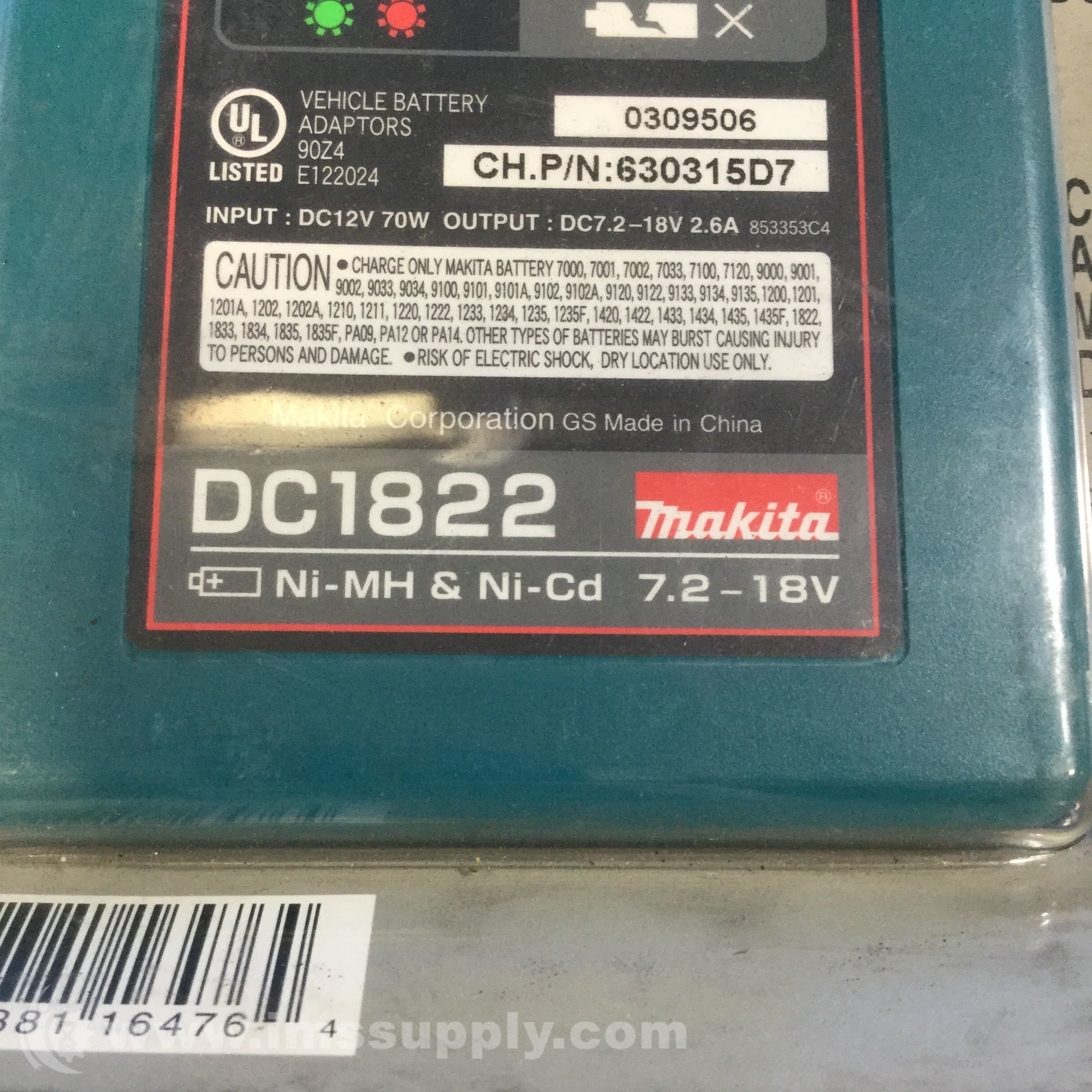 Makita DC1822 Battery Charger, 7.2-18V, Ni-MH/Ni-Cad - IMS Supply