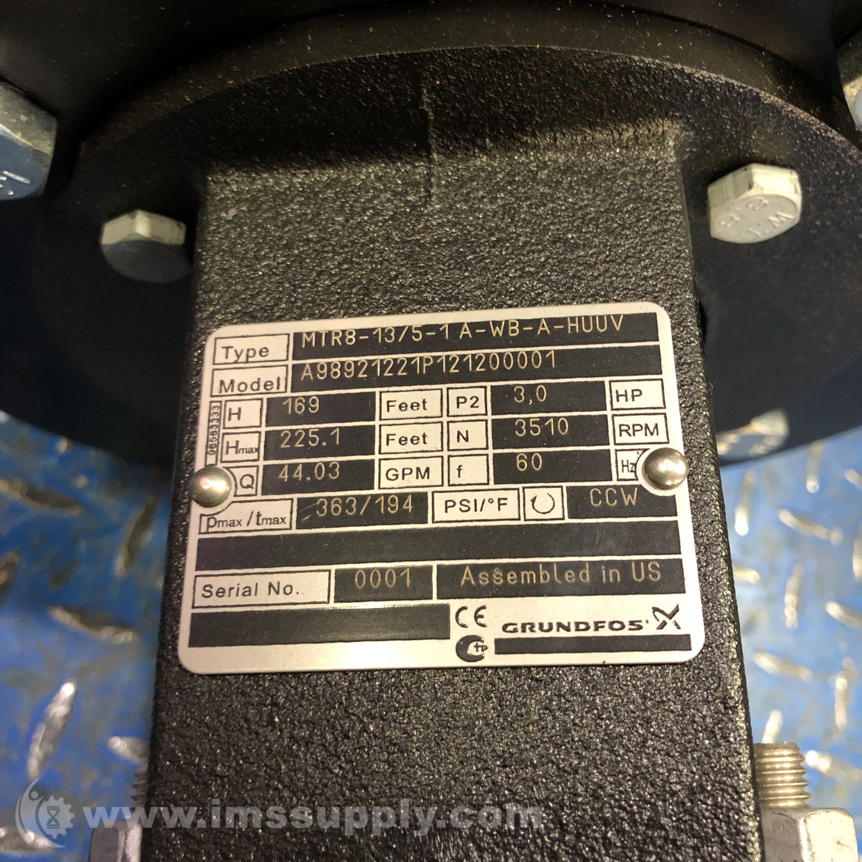 Grundfos MTR8-13/5-1 A-WB-A-HUUV Condensate Pump - IMS Supply