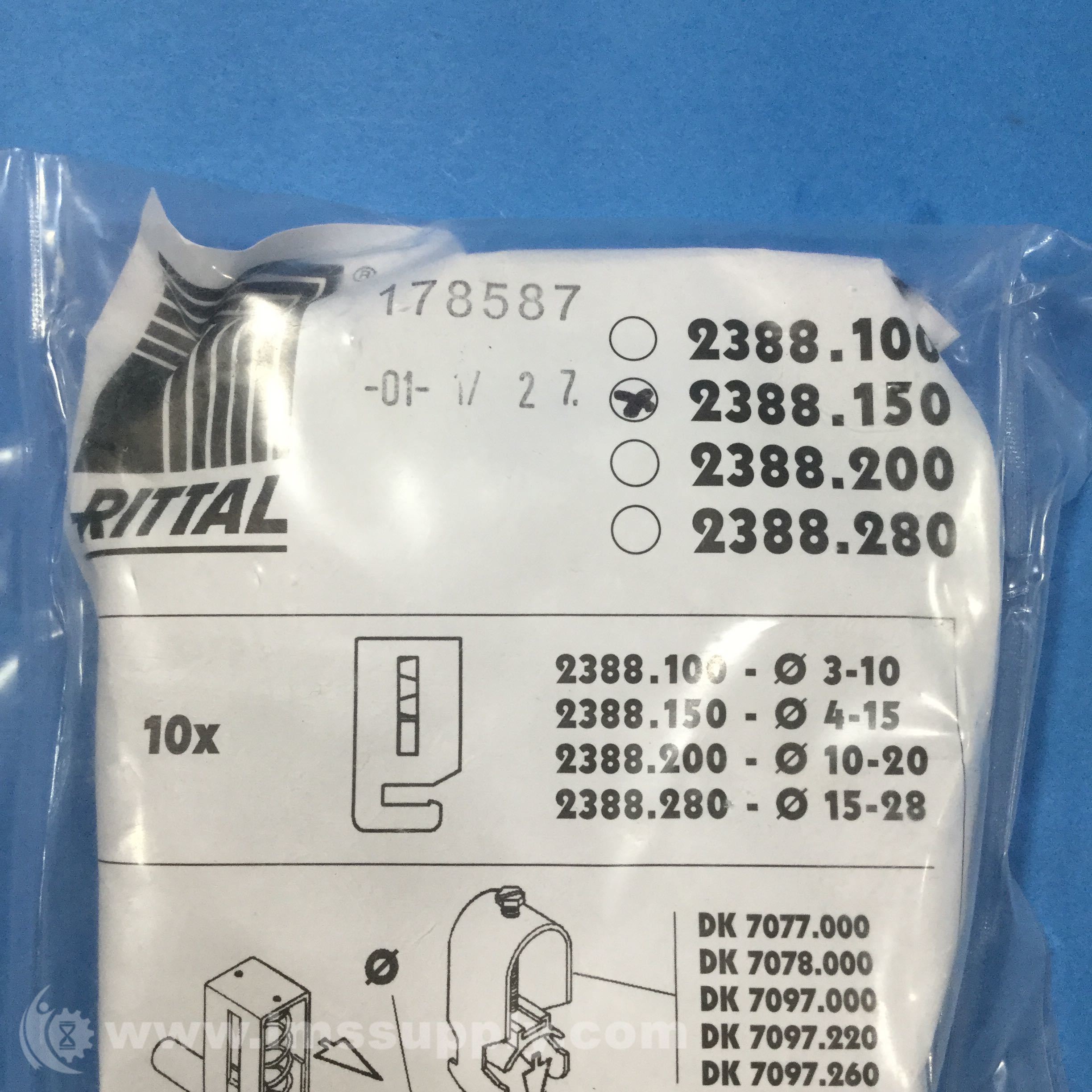 Rittal 2388.150 Shielding Bracket, 4-15 mm Cable , Bag of 10 - IMS Supply